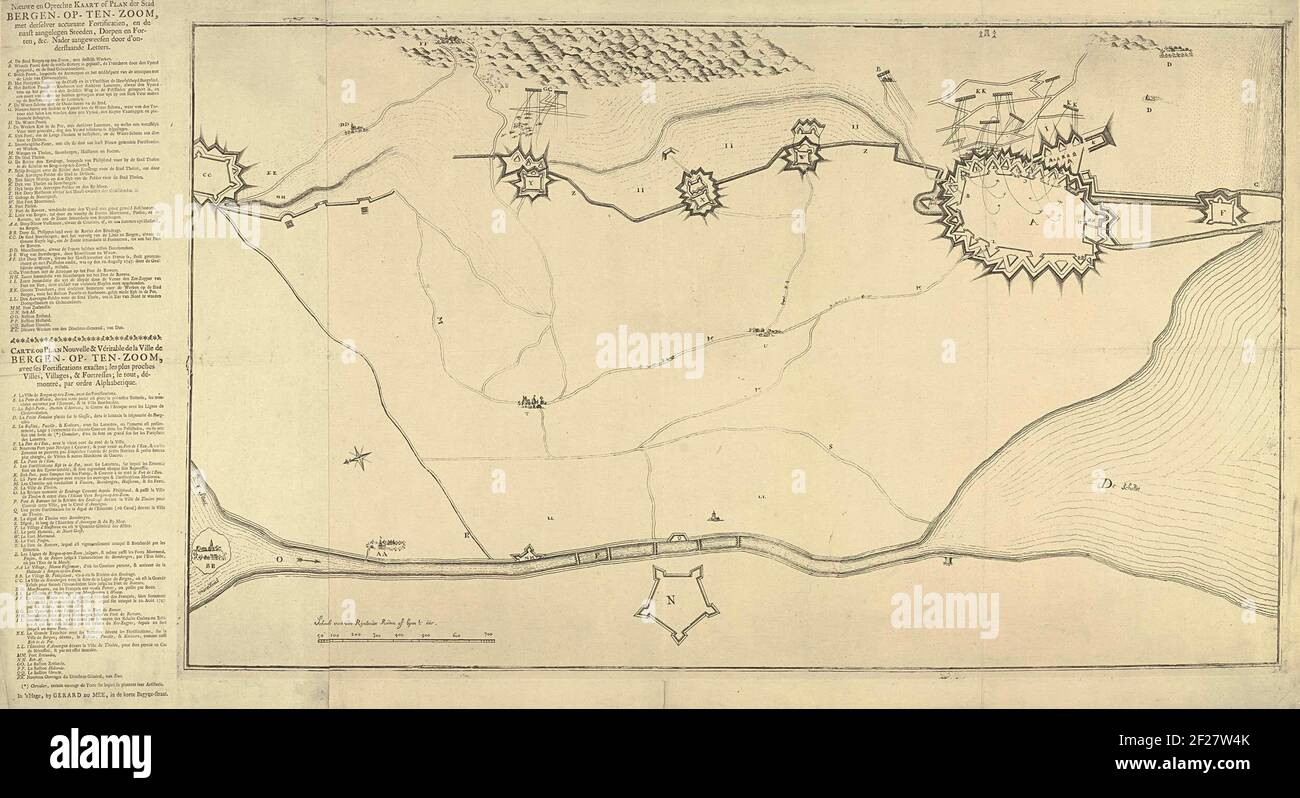 Map with the reinforcements to Bergen op Zoom and forts in the area ...