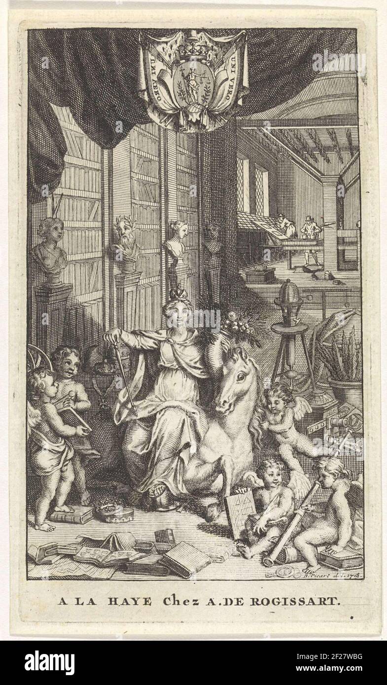 Europe's female personification is sitting on a horse in a library. In ...