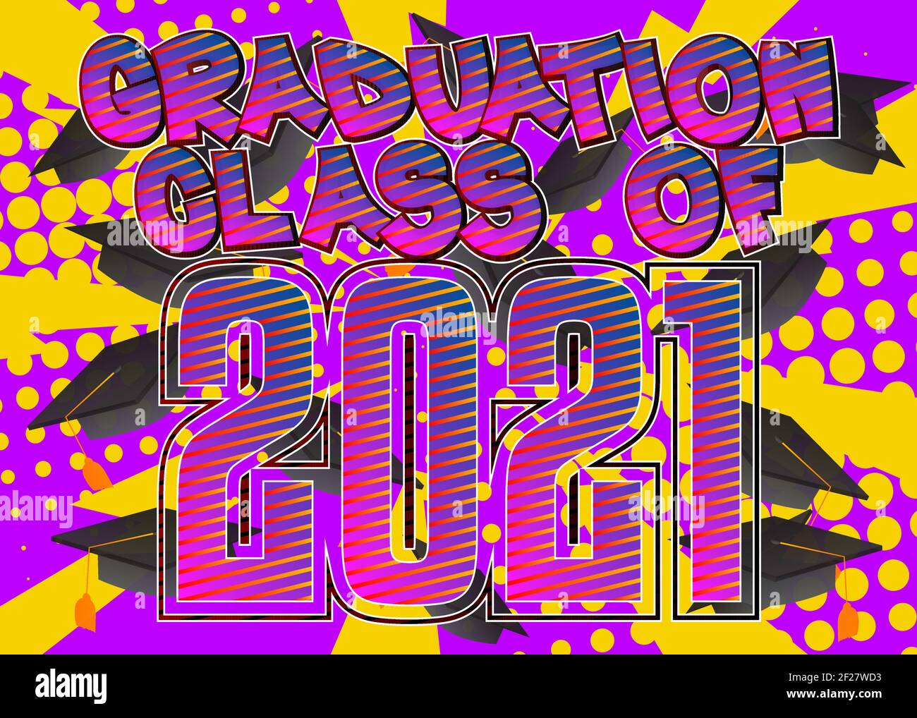 Graduation, end of educational year related words, quote on Comic book ...