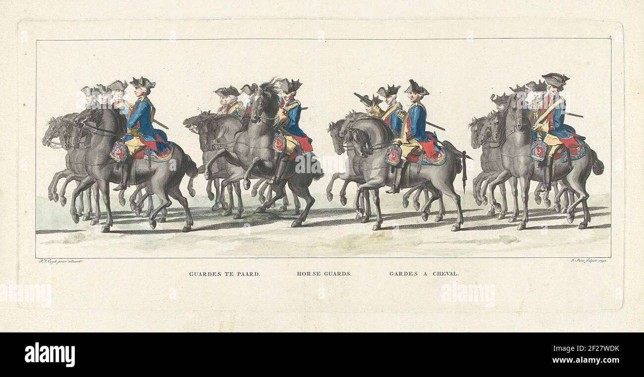 Corpse of Willem IV, 1752, plate 3; Guardes on horseback; Lyk staetie ...