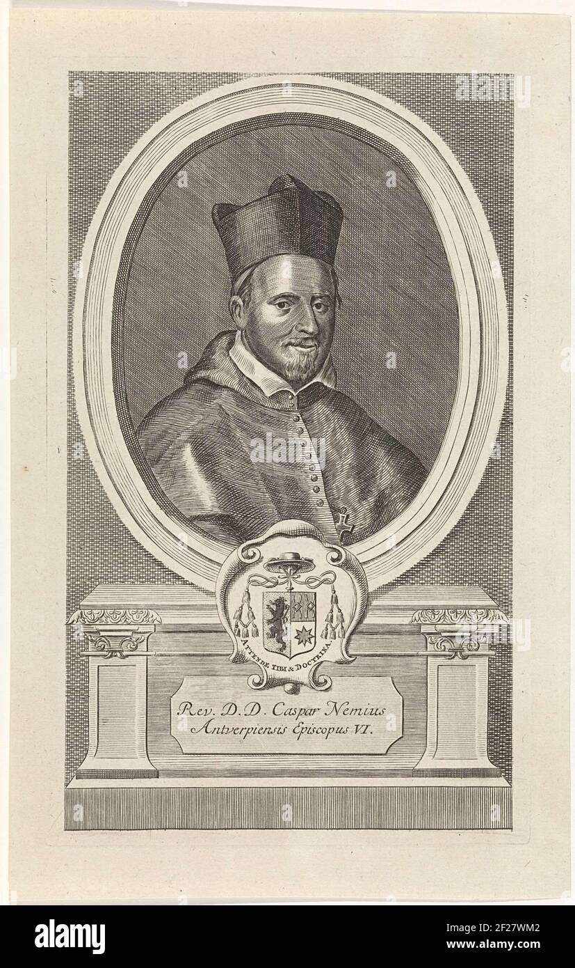 Bust portrait of the Bishop Gaspar Nemius, with Biretta. The portrait ...