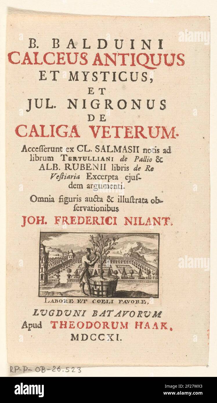 Title page for: B. Balduinus, Calceus Antiquus et mystic; J. Nigronus ...