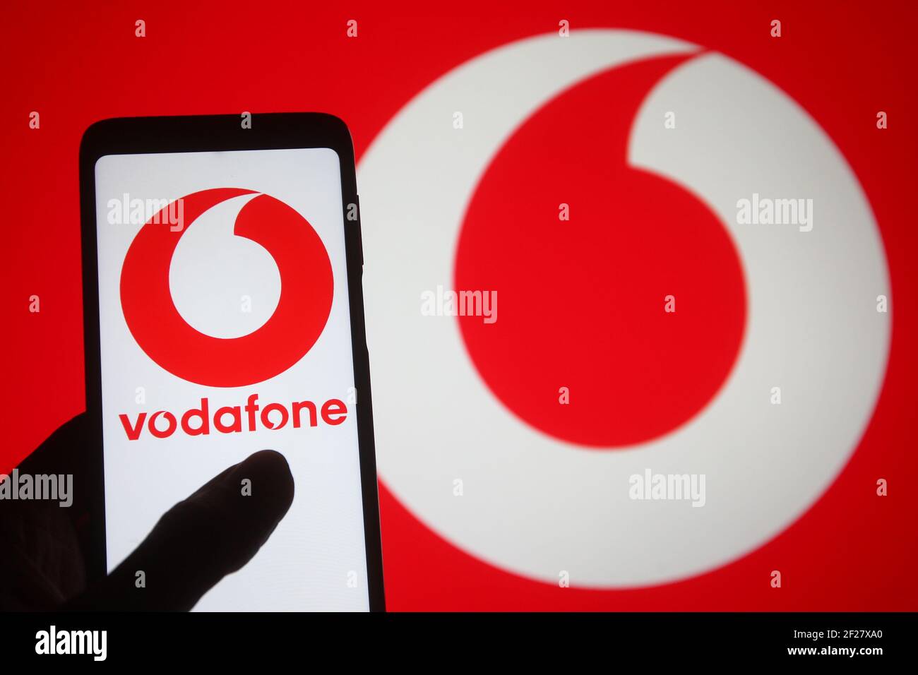 Ukraine. 10th Mar, 2021. In this photo illustration, the Vodafone logo ...