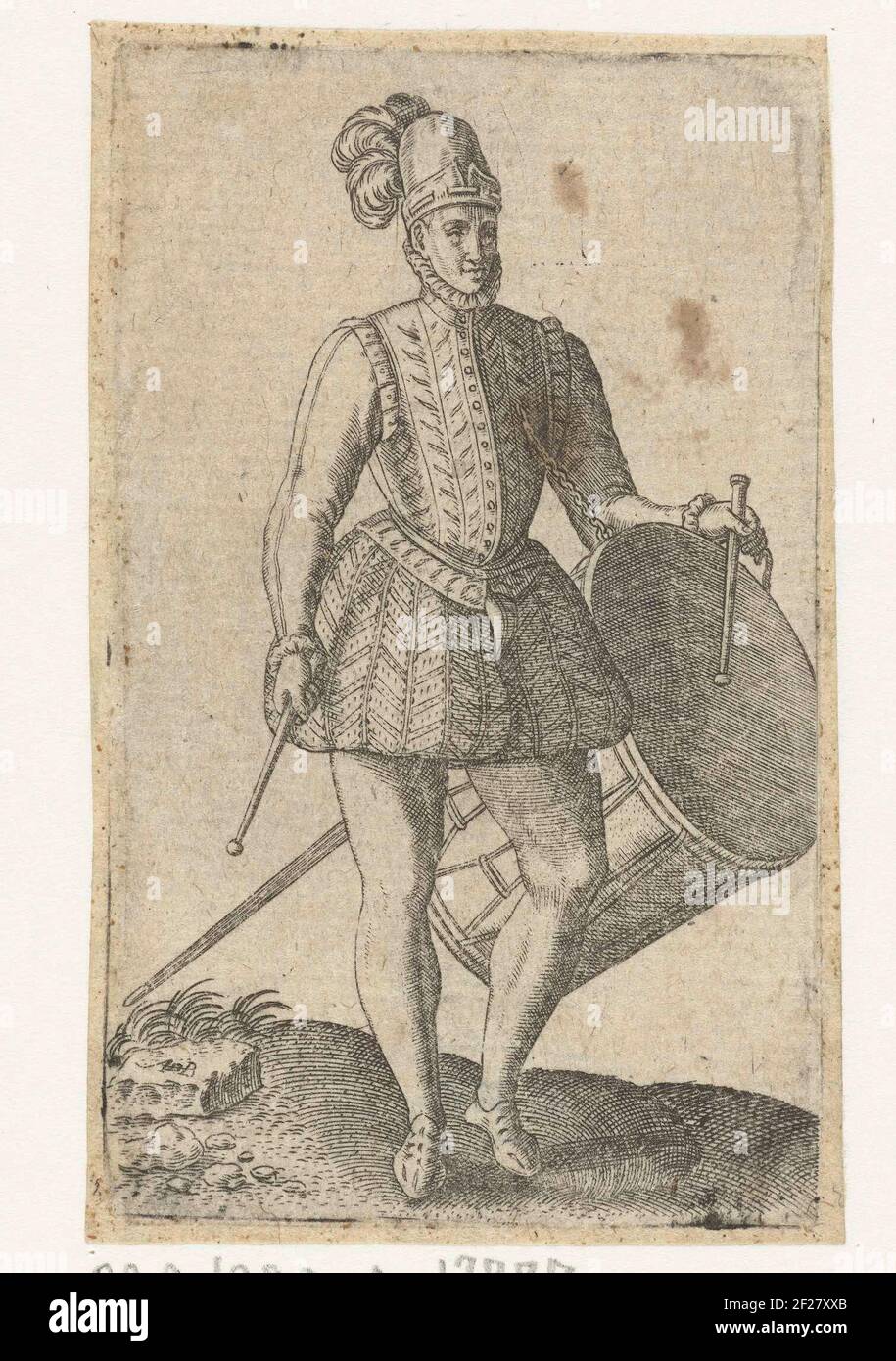 Soldier-Tamboer.A soldier-tamboer in sixteenth-century clothing ...