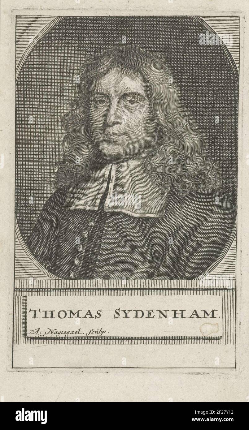 Portrait of Thomas Sydenham, doctor in London. Bust to the left in oval ...