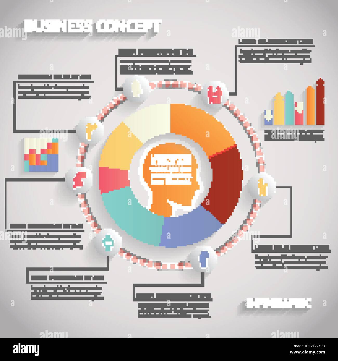 icons and text around human head infographics vector eps10 illustration ...