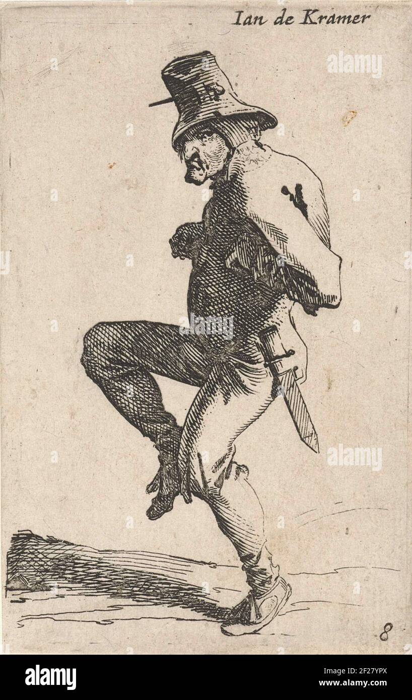 Dancing man with knife; Ian de Kramer; T'leven der farmers.The print is ...
