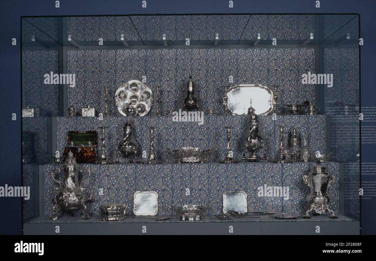 Display case with gold and silverware; Amsterdam gold and silver Stock ...