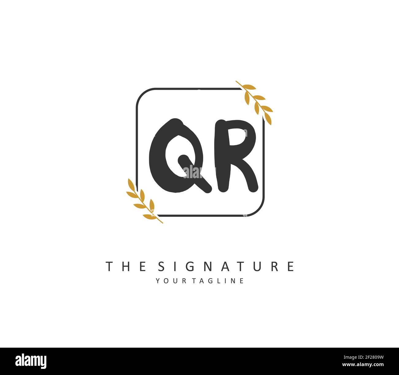 QR Initial letter handwriting and signature logo. A concept handwriting ...