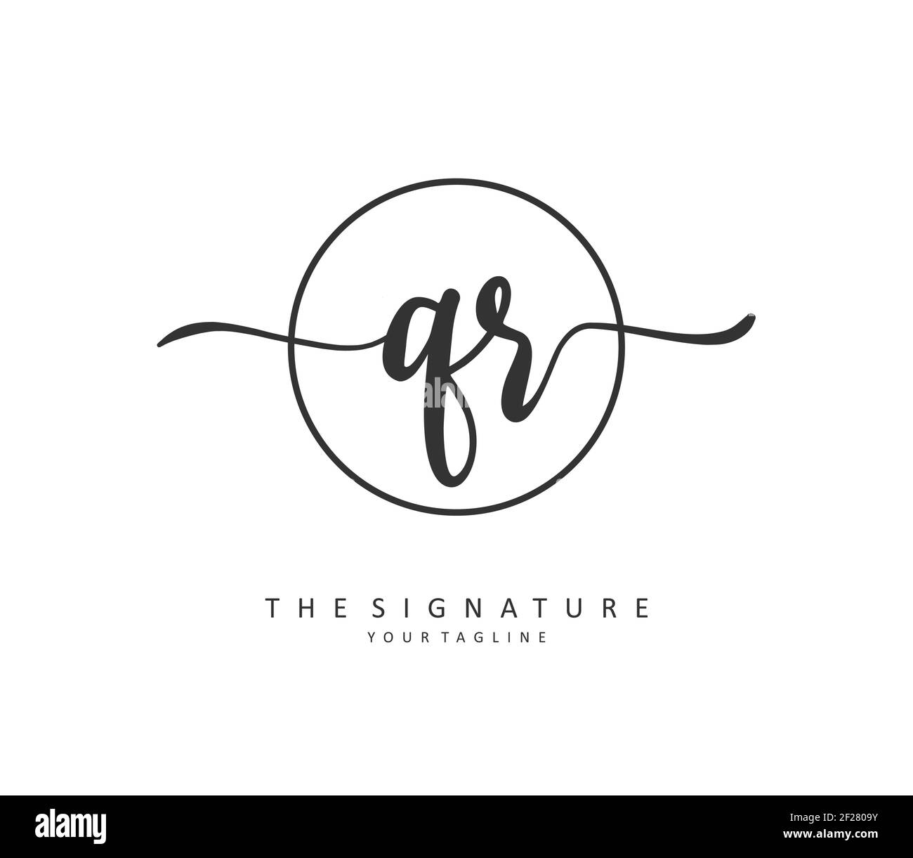 QR Initial letter handwriting and signature logo. A concept handwriting ...