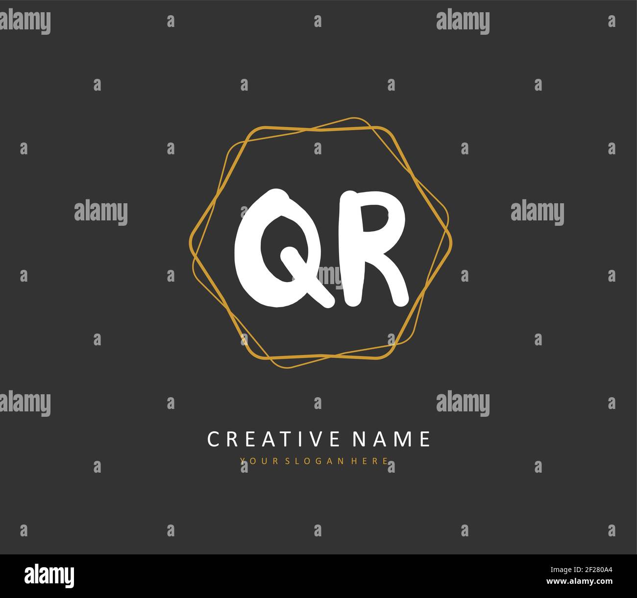 QR Initial letter handwriting and signature logo. A concept handwriting ...