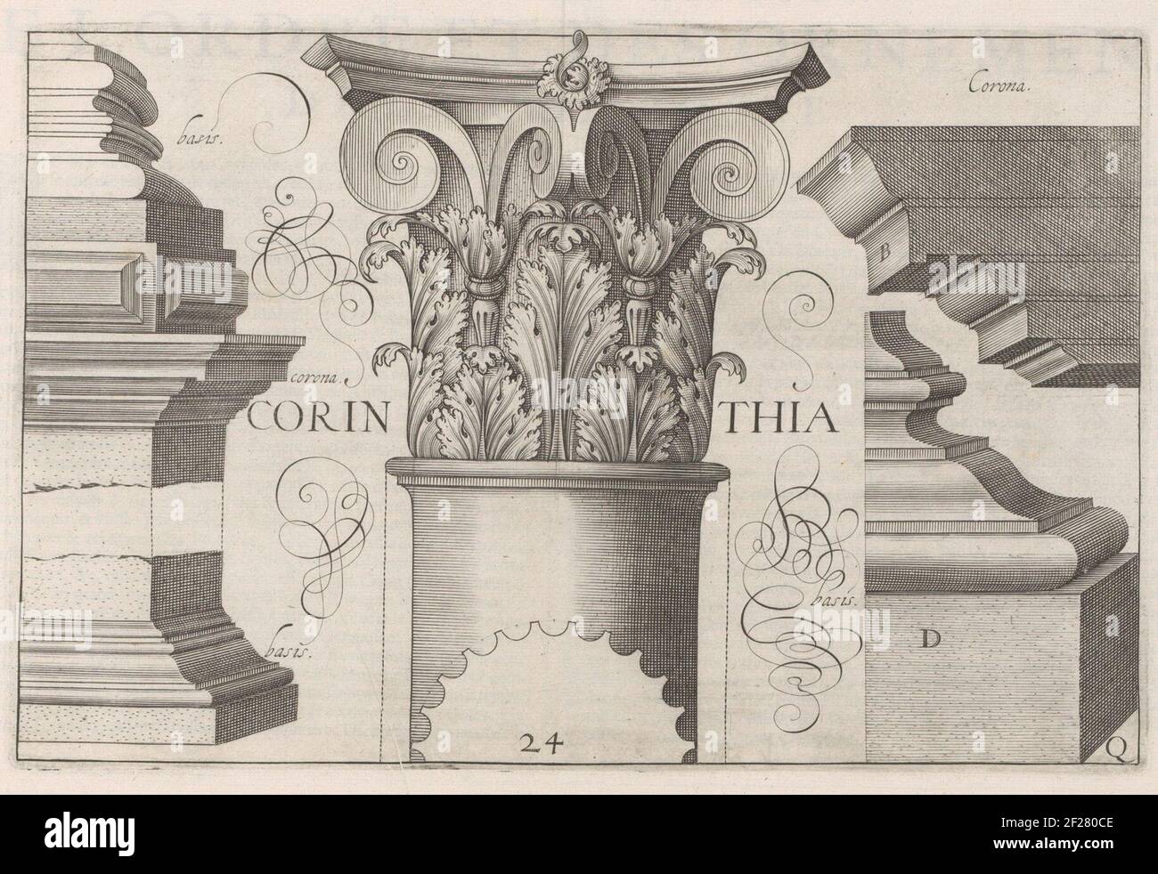 Korinthisch kapiteel en basement; Corinthia; Architectura.Details of ...