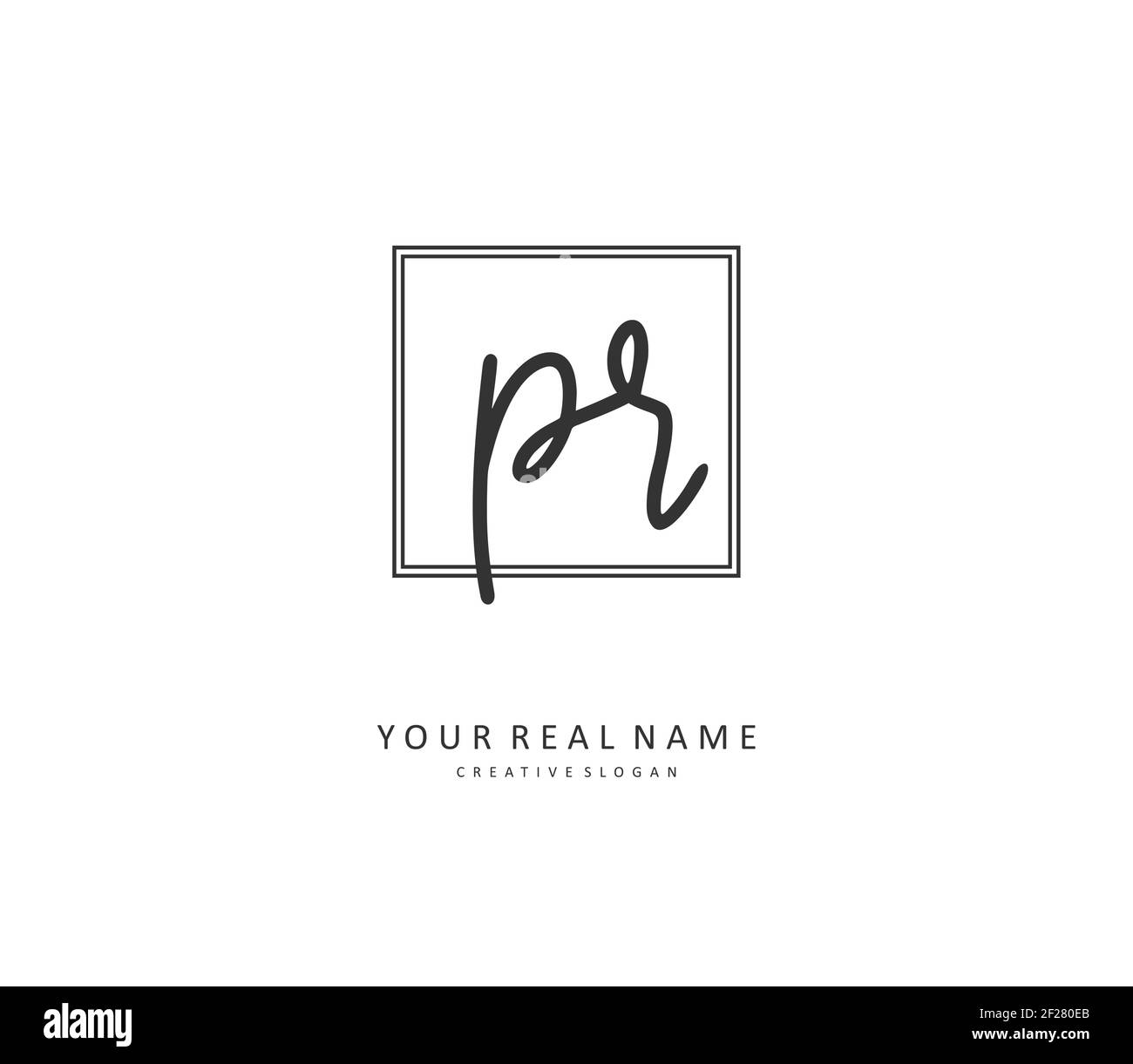 PR Initial letter handwriting and signature logo. A concept handwriting ...