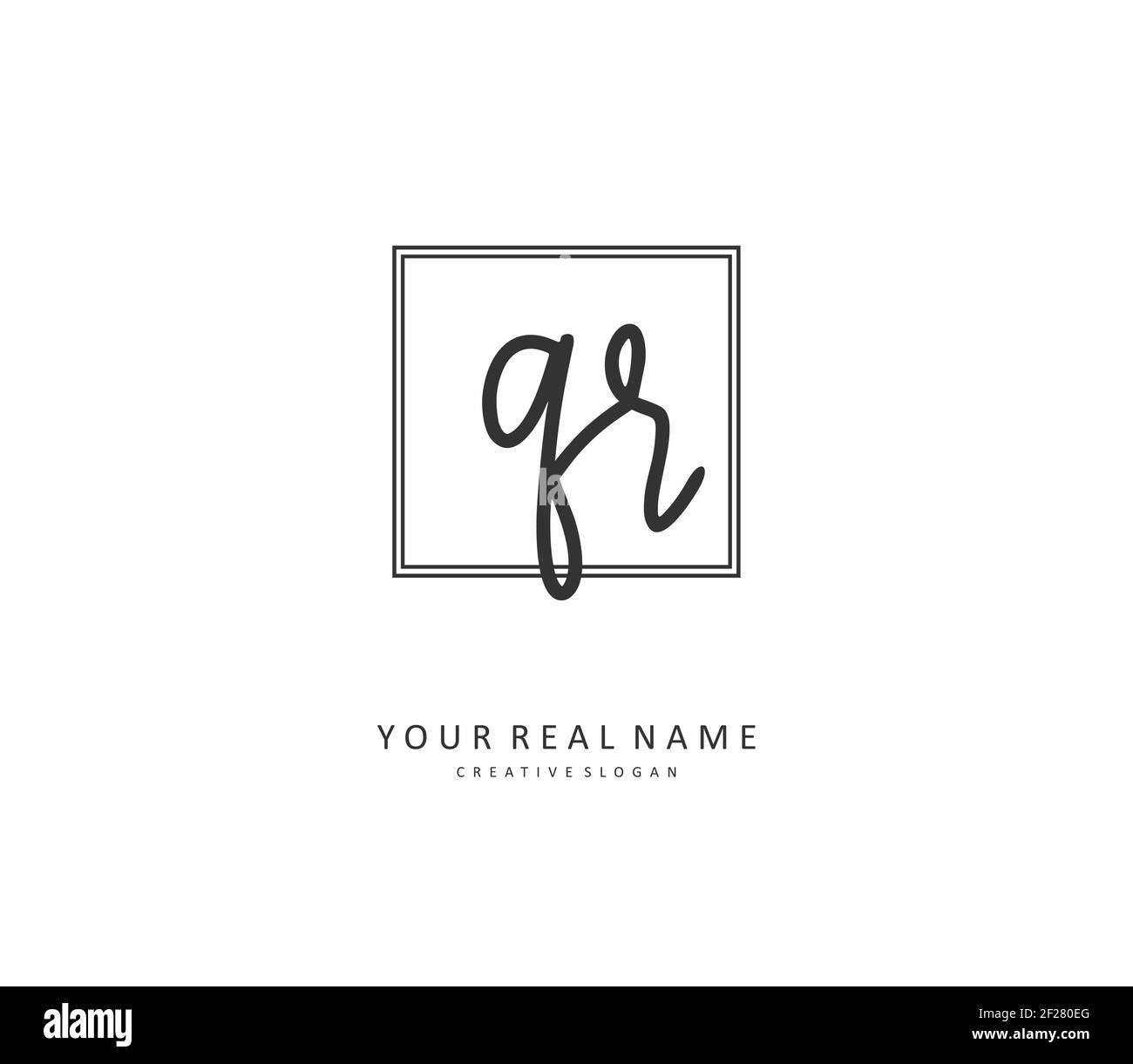 QR Initial letter handwriting and signature logo. A concept handwriting ...