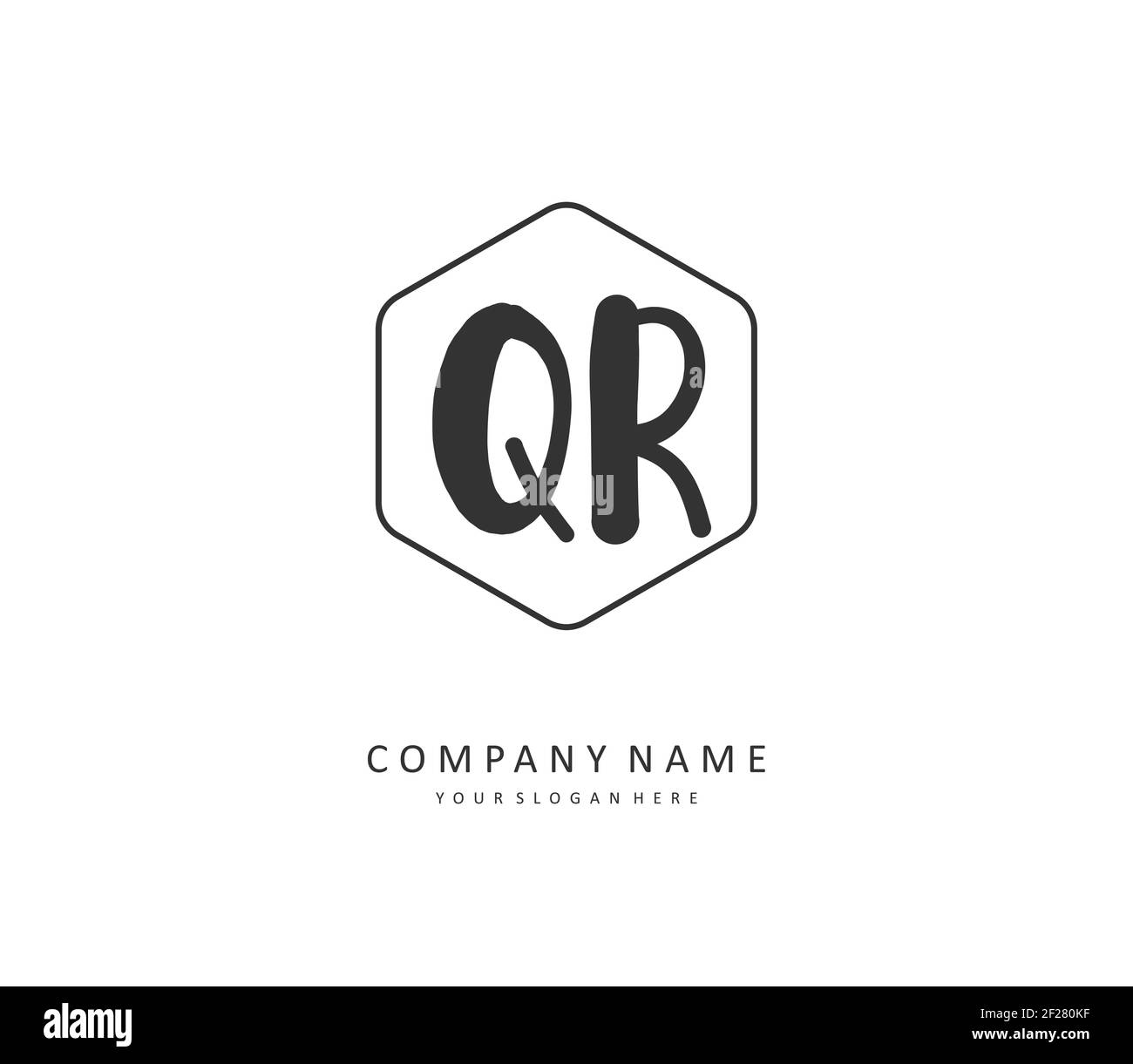 QR Initial letter handwriting and signature logo. A concept handwriting initial logo with ...