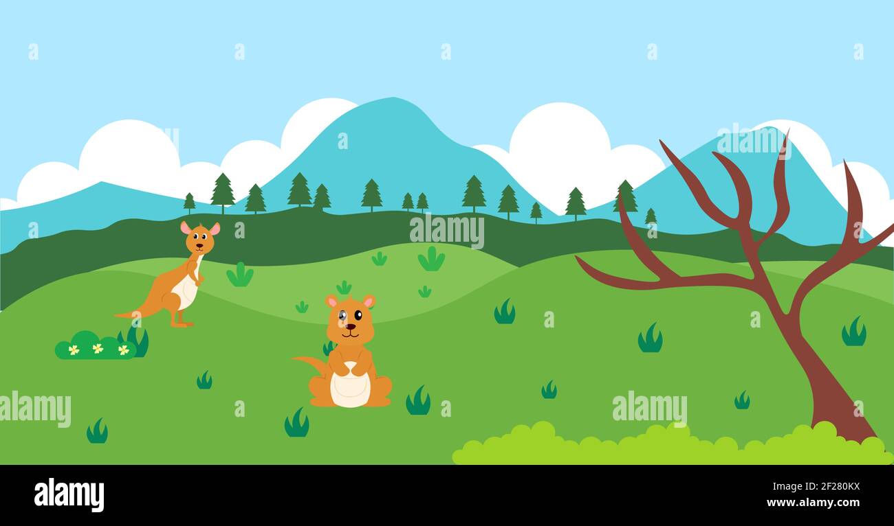 Kangaroo Vector Cute Animals in Cartoon Style, Wild Animal, Designs for ...