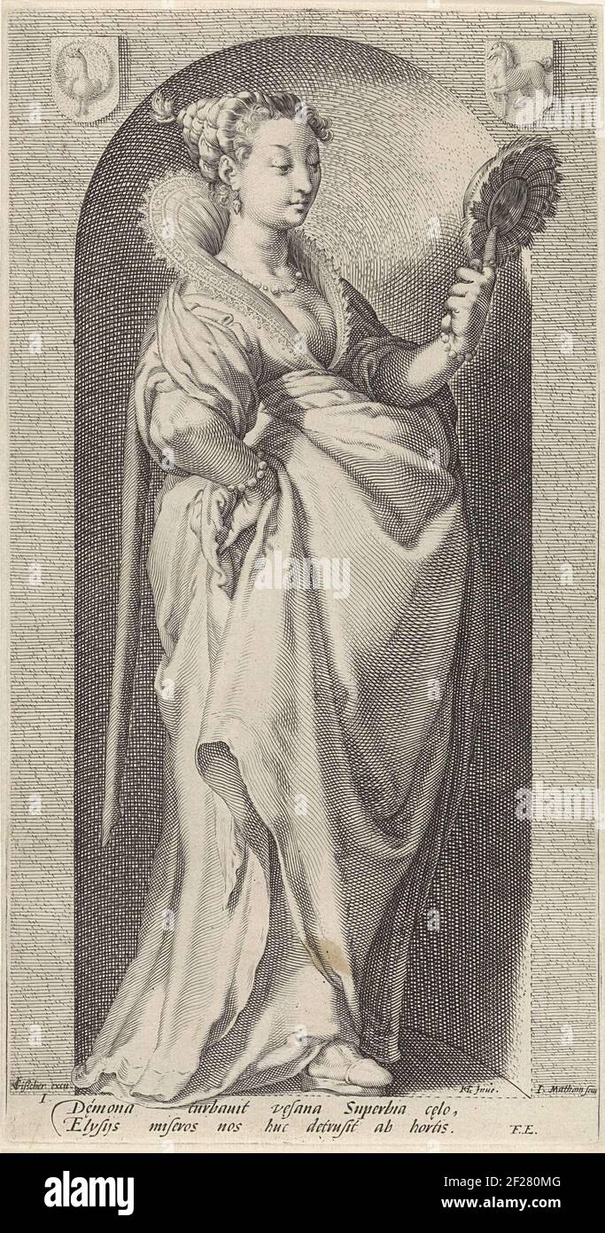 Personification of the vanity or pride, depicted like a richly dressed ...