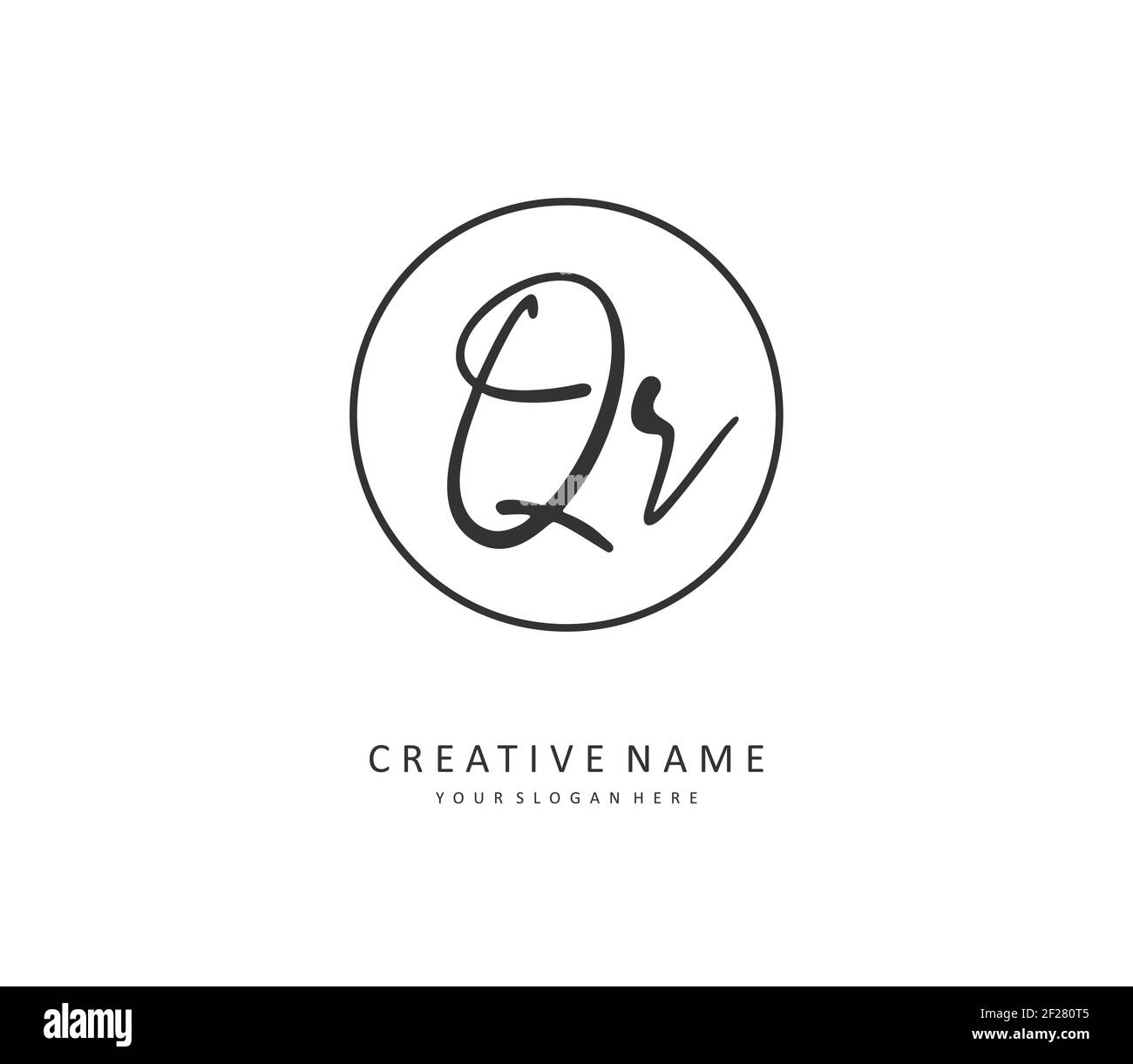 QR Initial letter handwriting and signature logo. A concept handwriting ...
