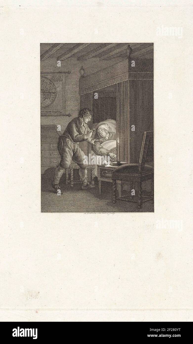 Man shows a key to an old man lying in bed Stock Photo - Alamy