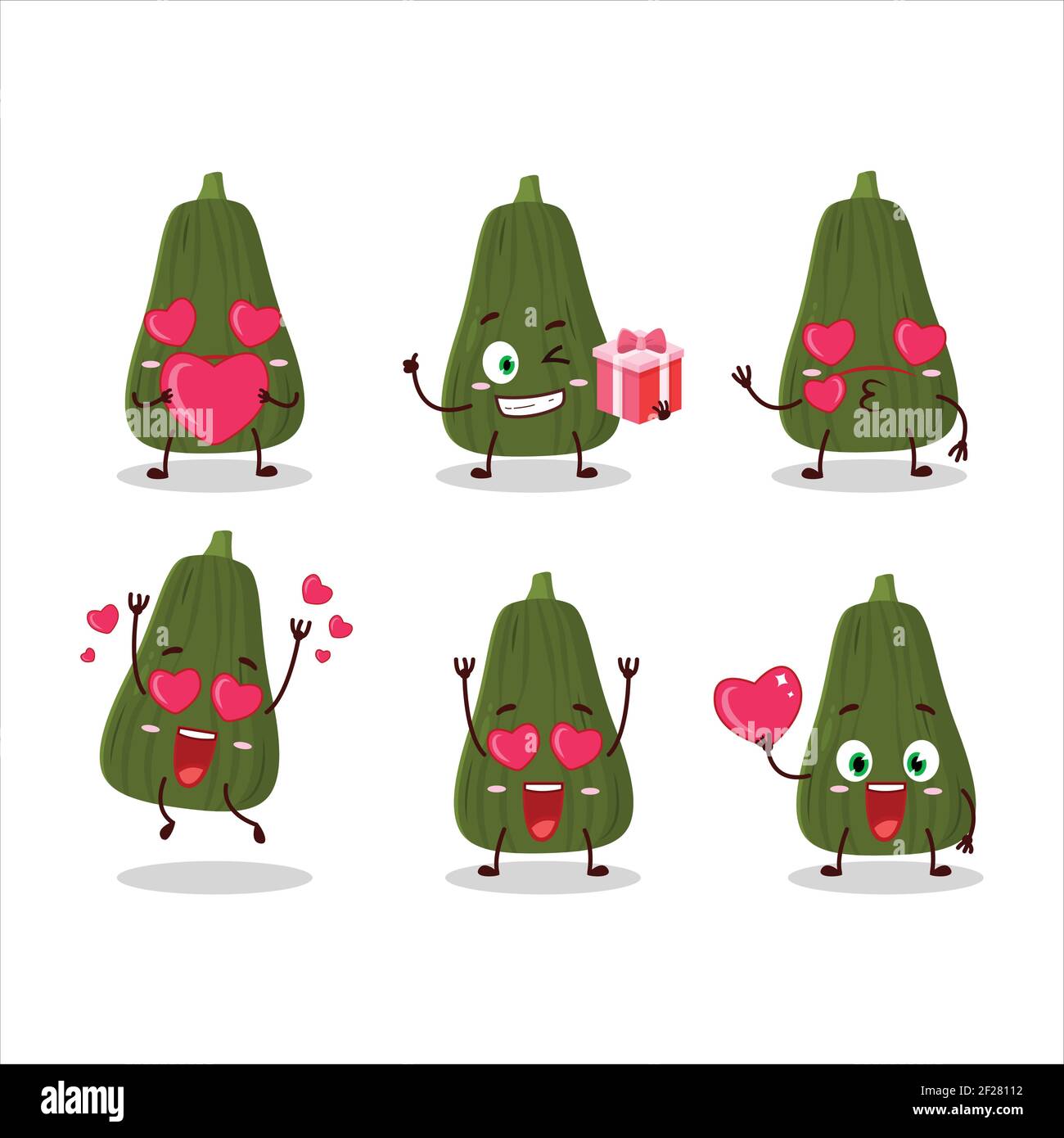 Squash cartoon character with love cute emoticon. Vector illustration ...