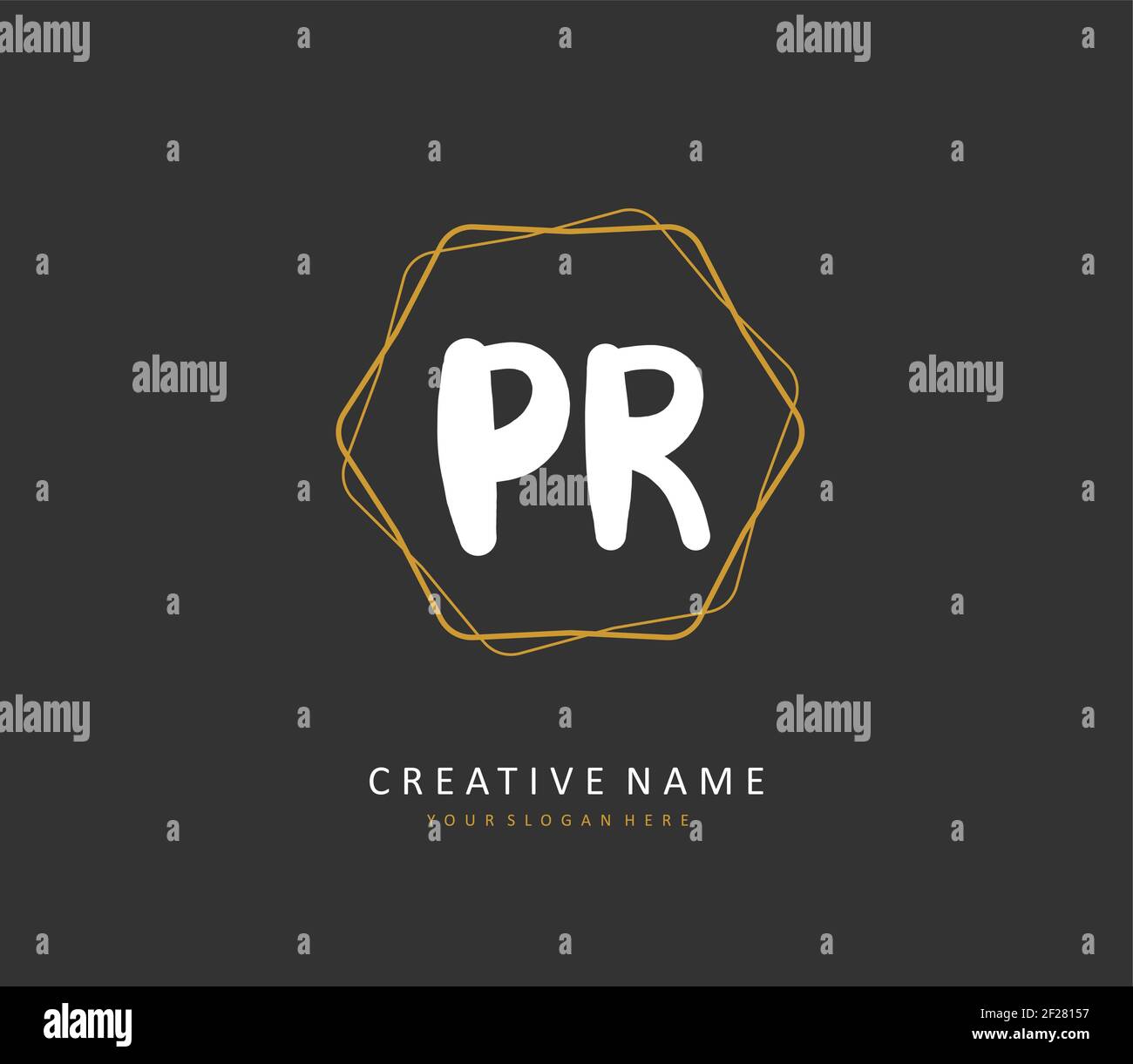 PR Initial letter handwriting and signature logo. A concept handwriting ...
