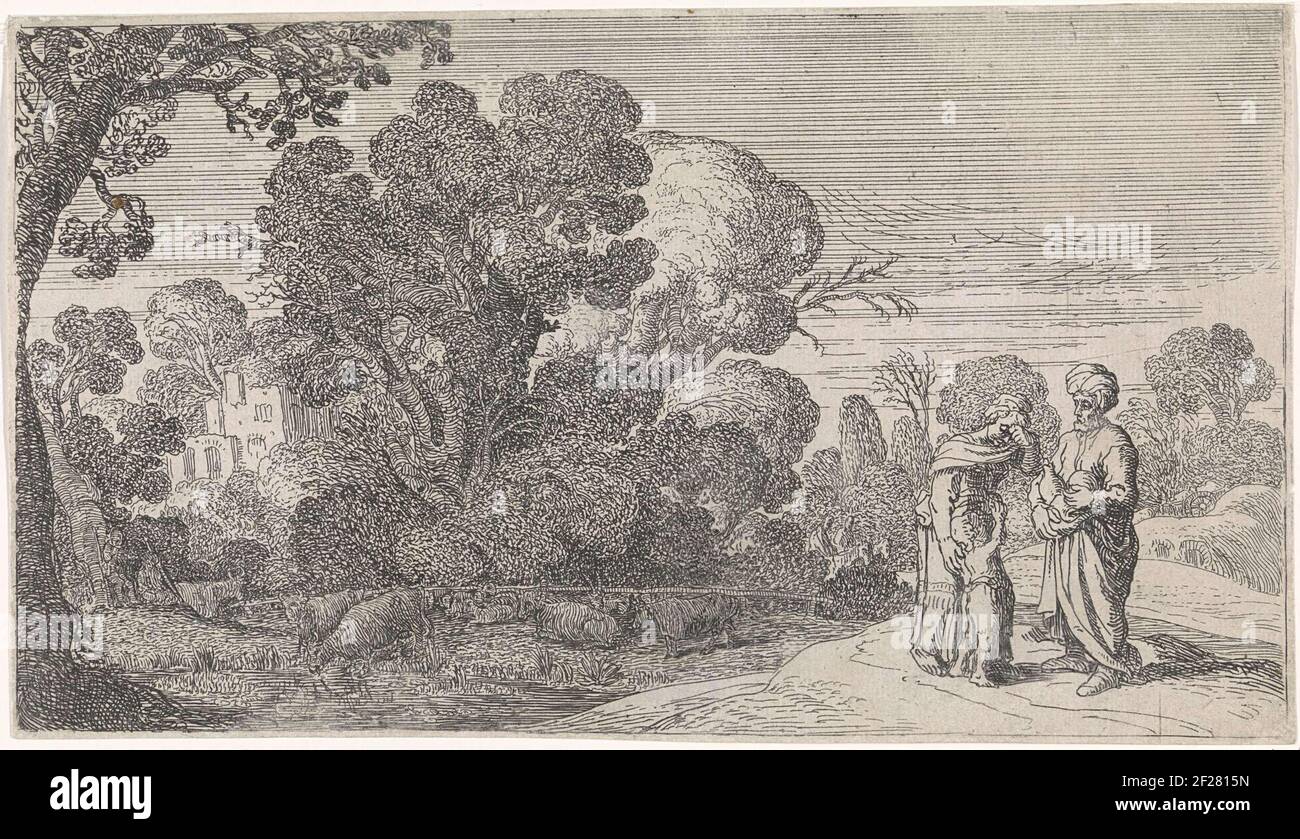 Abraham gives Hagar and Ishmael a jug of water and a bread, before he ...