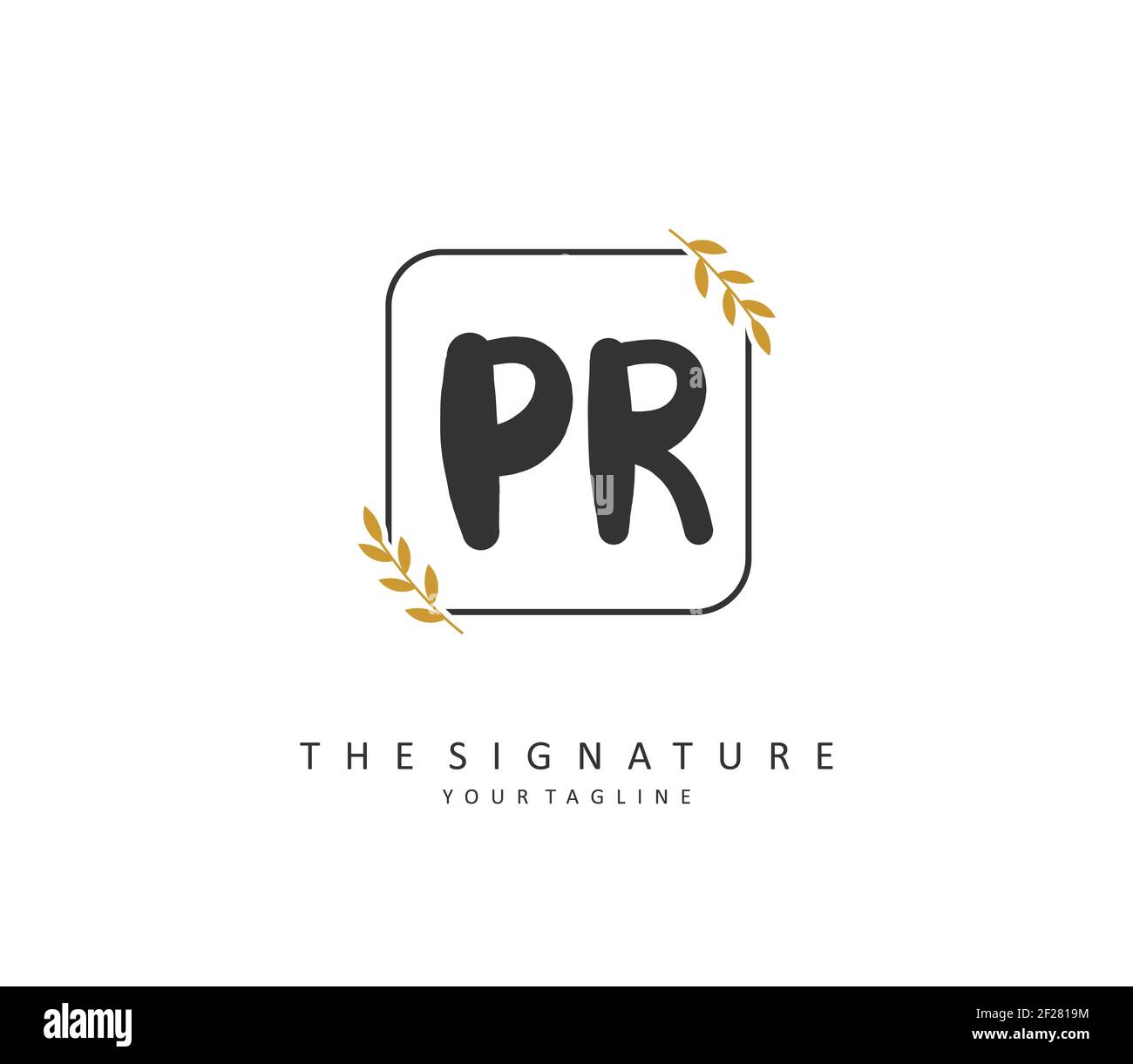 PR Initial letter handwriting and signature logo. A concept handwriting ...