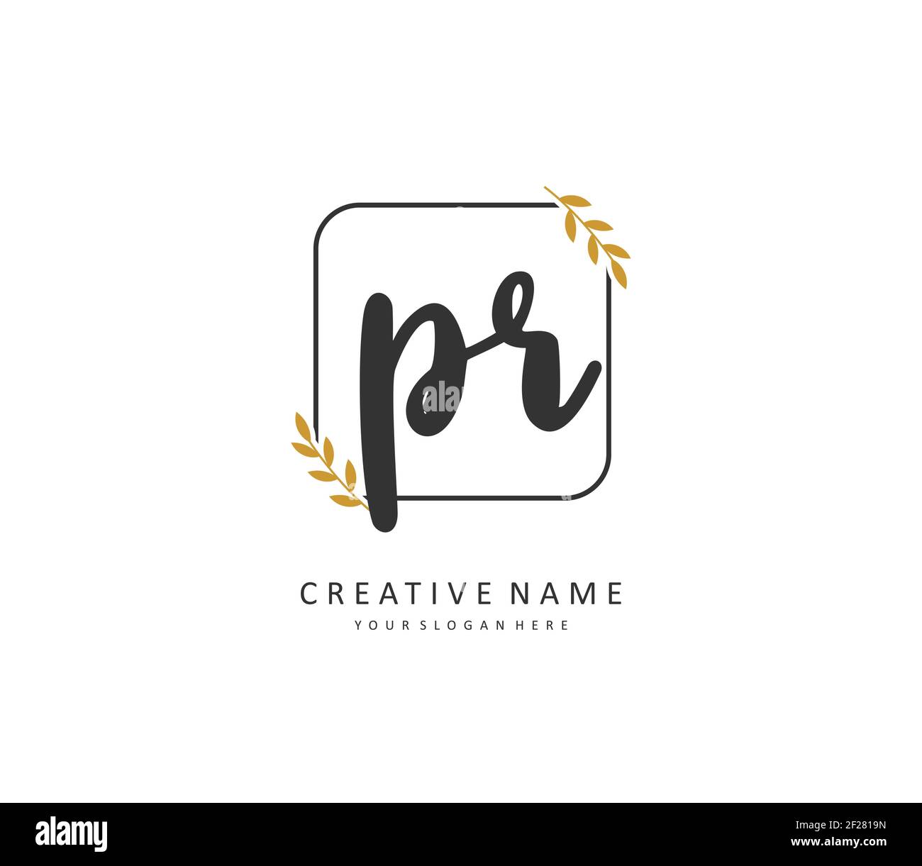 PR Initial letter handwriting and signature logo. A concept handwriting ...