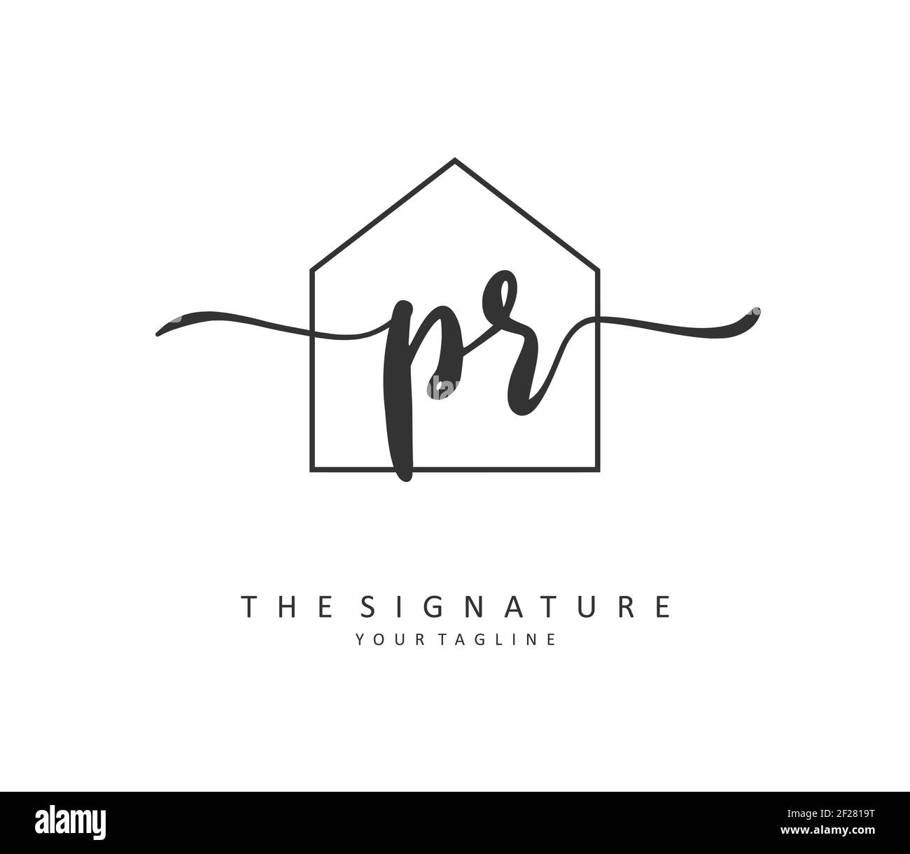 PR Initial letter handwriting and signature logo. A concept handwriting ...