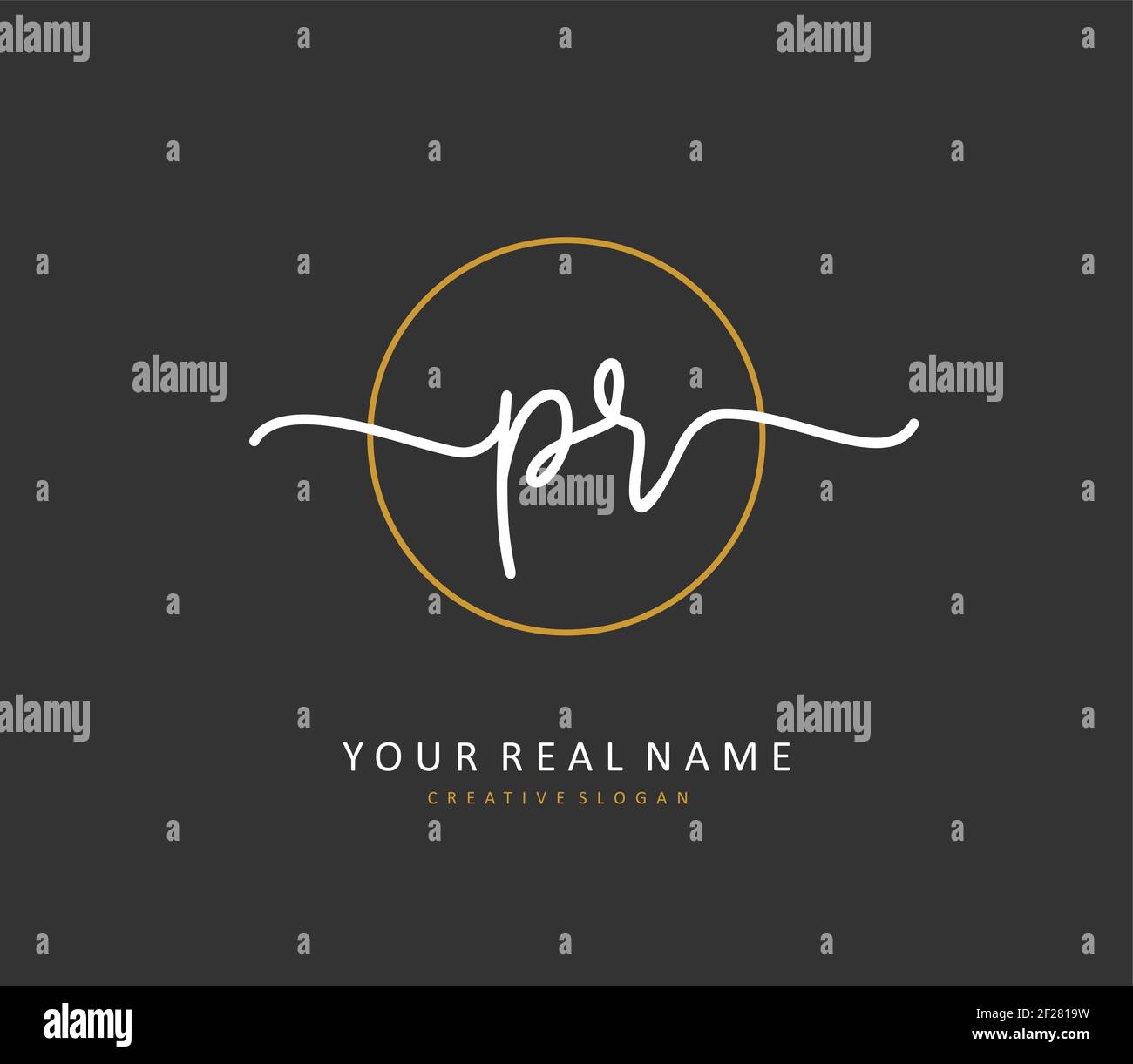 PR Initial letter handwriting and signature logo. A concept handwriting ...