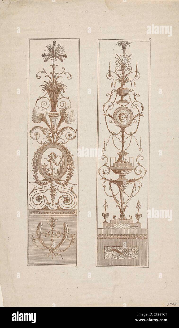 Twee arabesken met Amor en vazen; Ontwerpen van arabesken; Cahies d ...