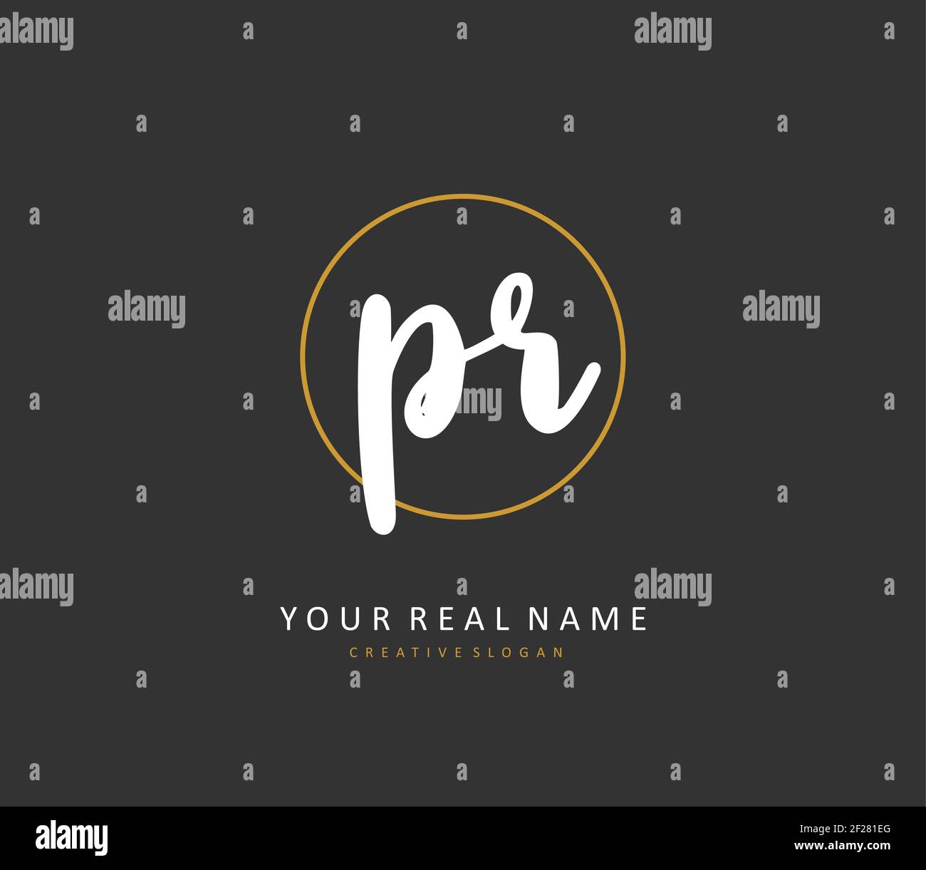 PR Initial letter handwriting and signature logo. A concept handwriting ...