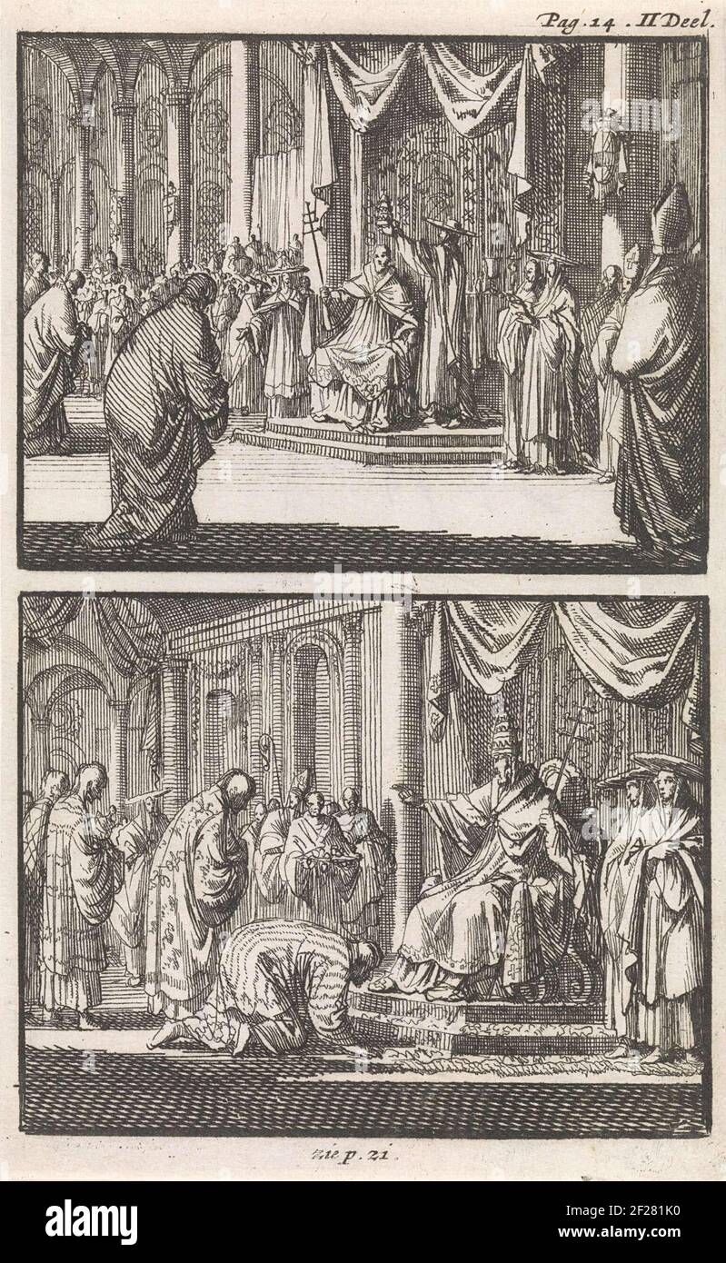 Two representations of one plate, at the top right labeled: p. 14. II ...