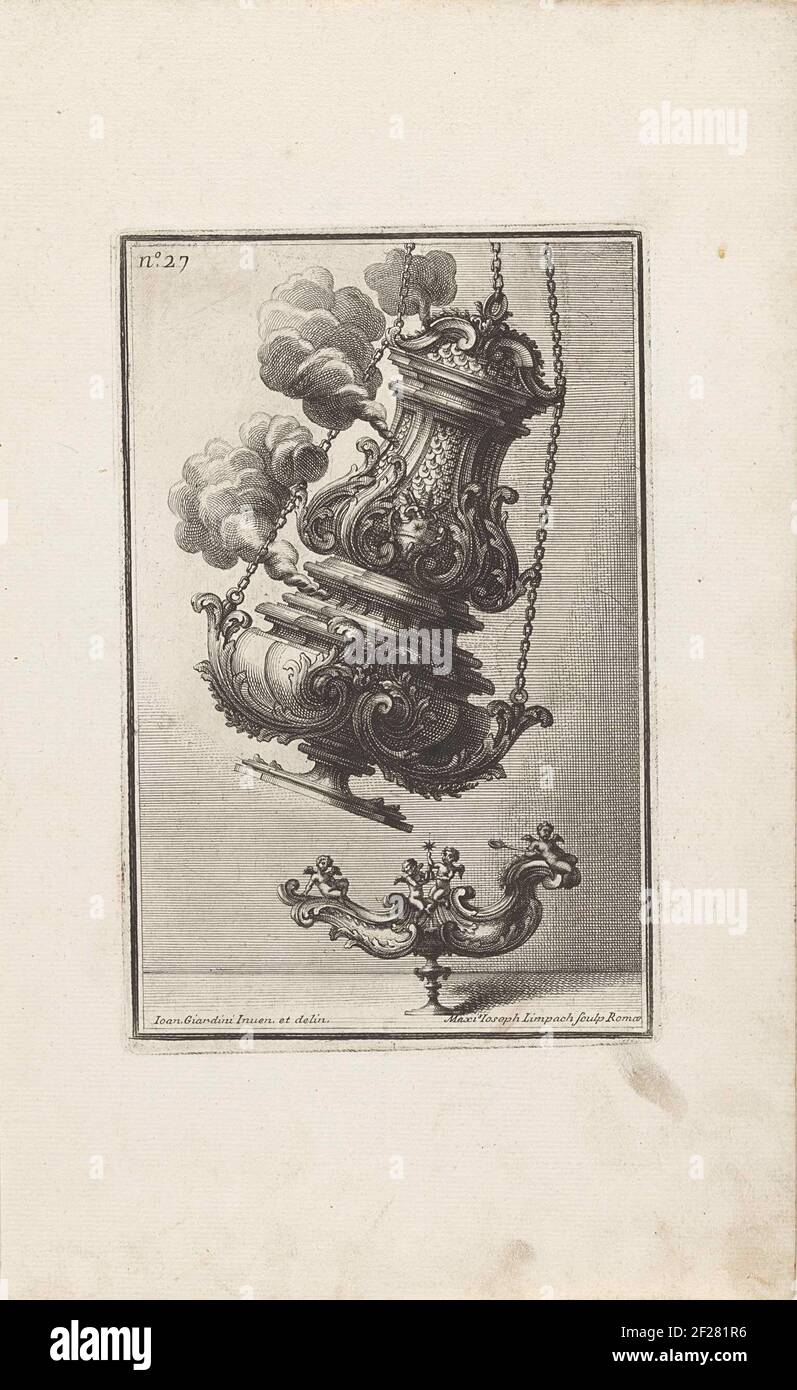 Censer with papal weapon and bowl with putti; Various ecclesiastical ...
