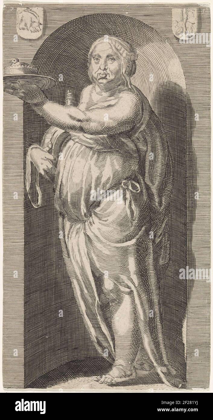 Personification of gluttony, represented like a thick female figure ...