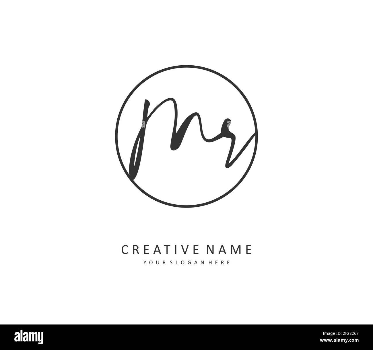 MR Initial letter handwriting and signature logo. A concept handwriting ...