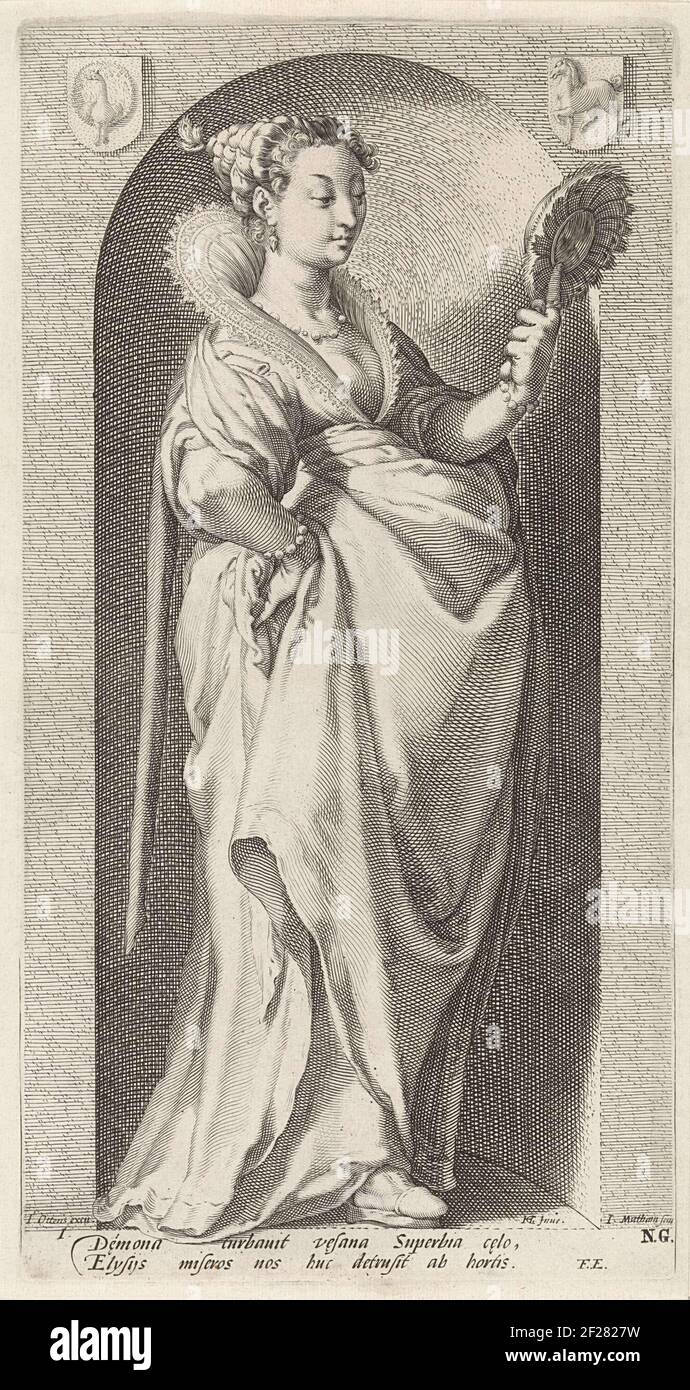 Personification of the vanity or pride, depicted like a richly dressed ...