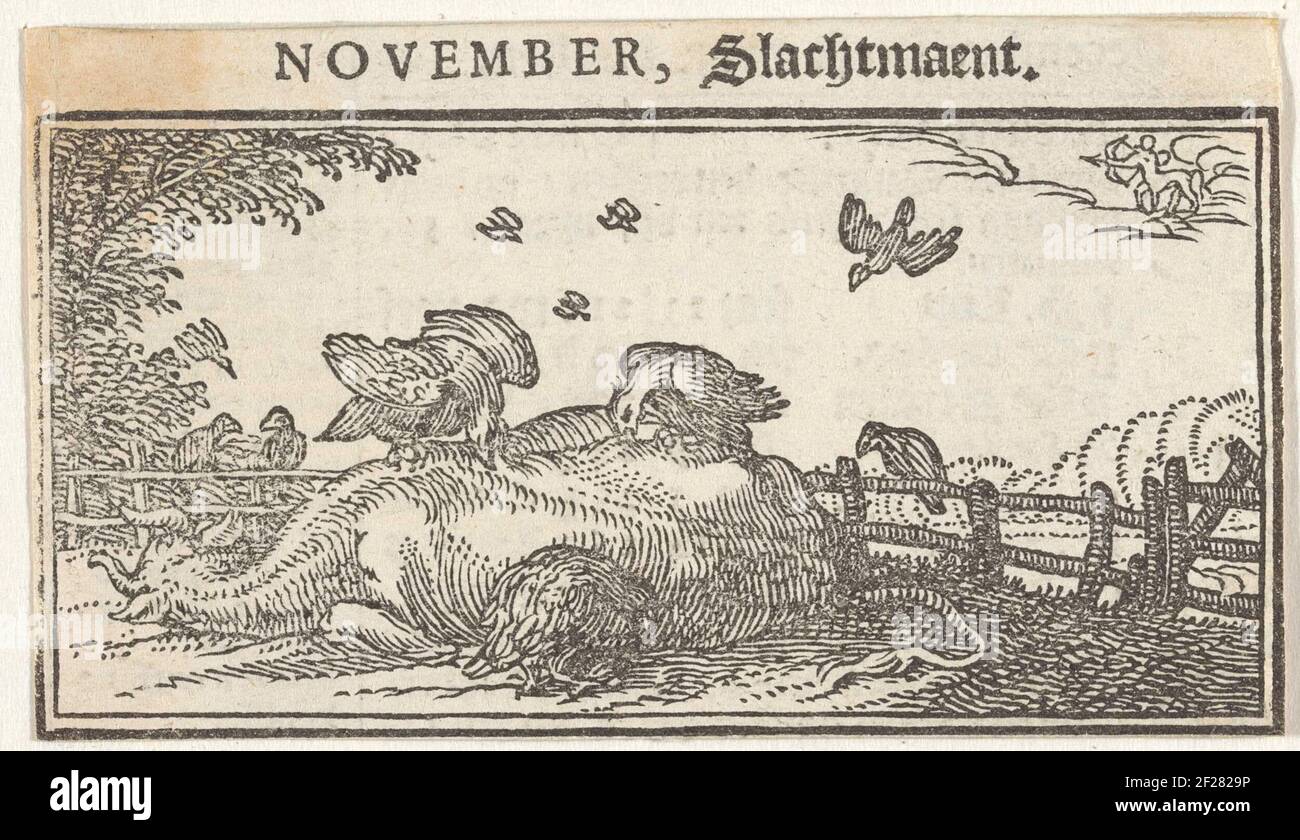 November; Aaseters at a cow carcass; Months of the year Stock Photo - Alamy