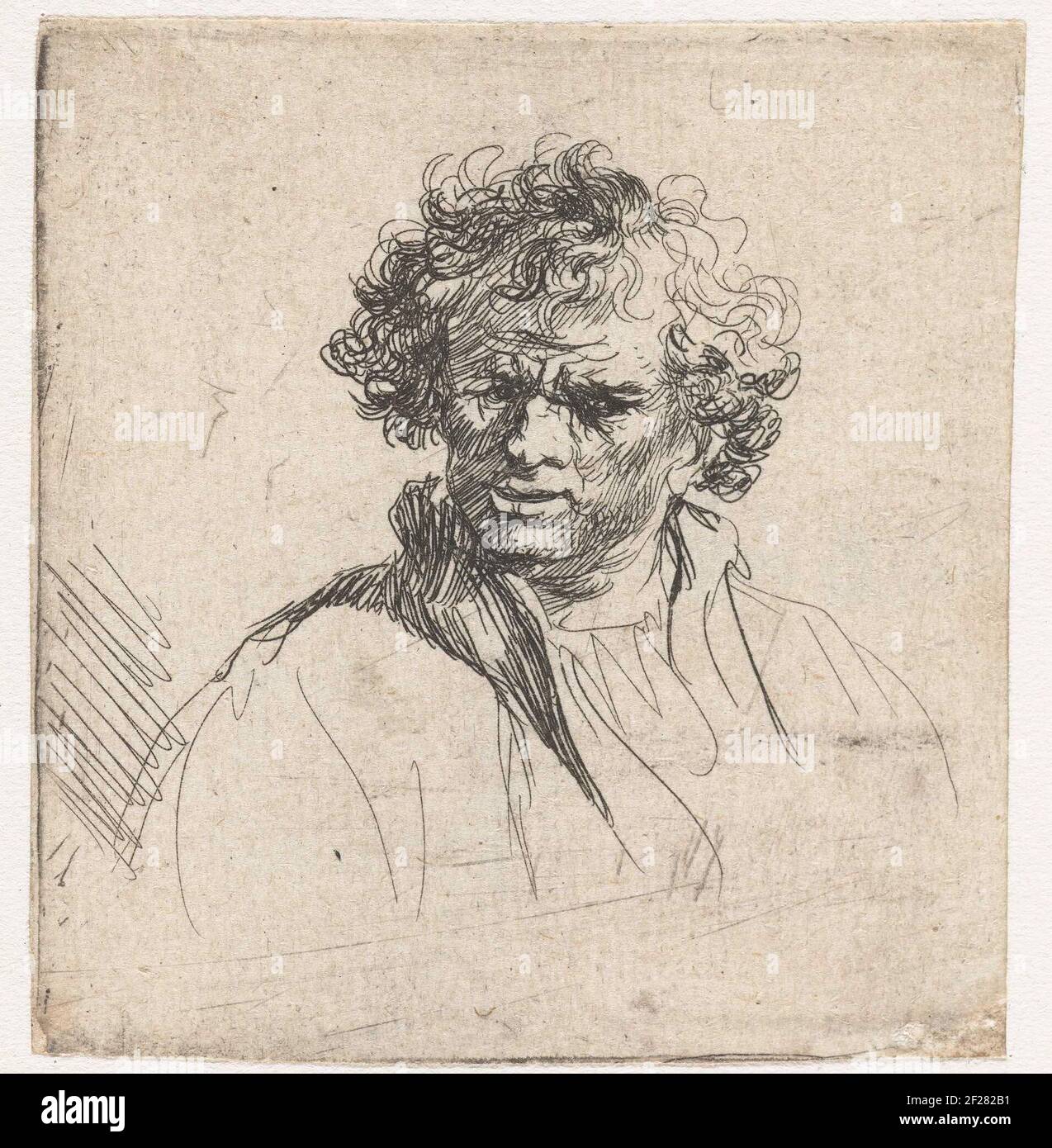 Bust of man with left face. Bust of a Man with Curly Hair and a Left ...