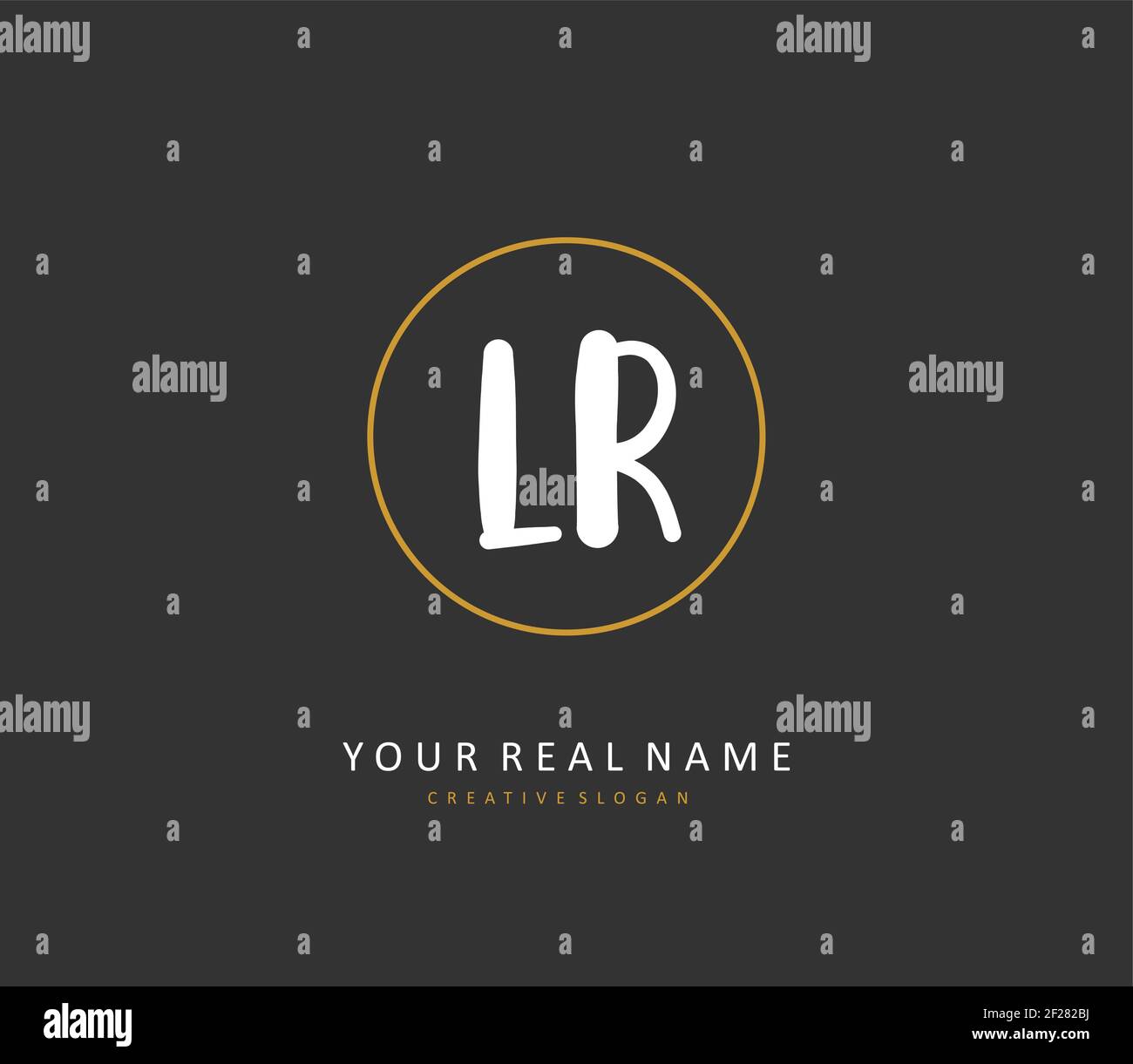 LR Initial letter handwriting and signature logo. A concept handwriting ...