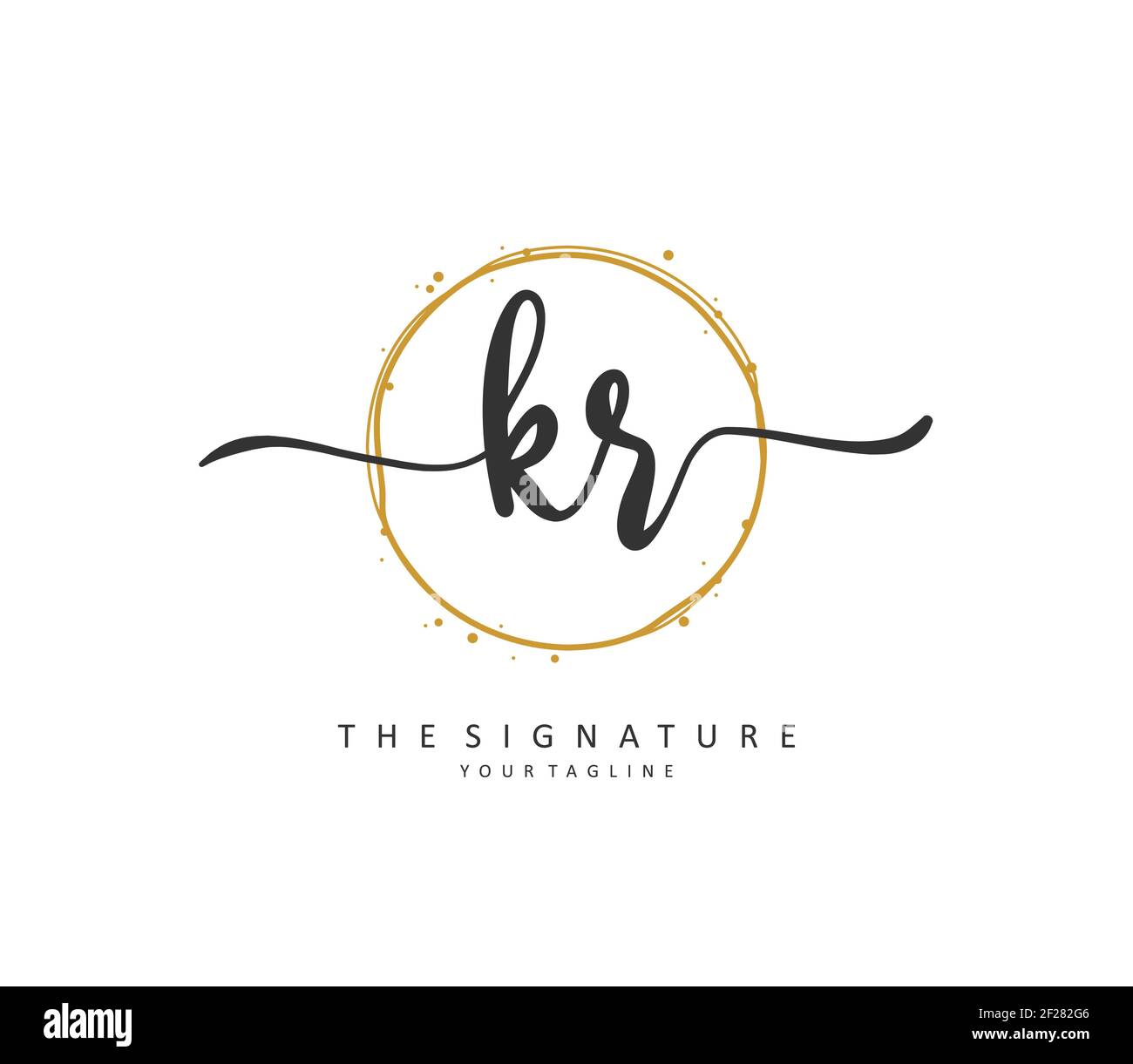 KR Initial letter handwriting and signature logo. A concept handwriting ...