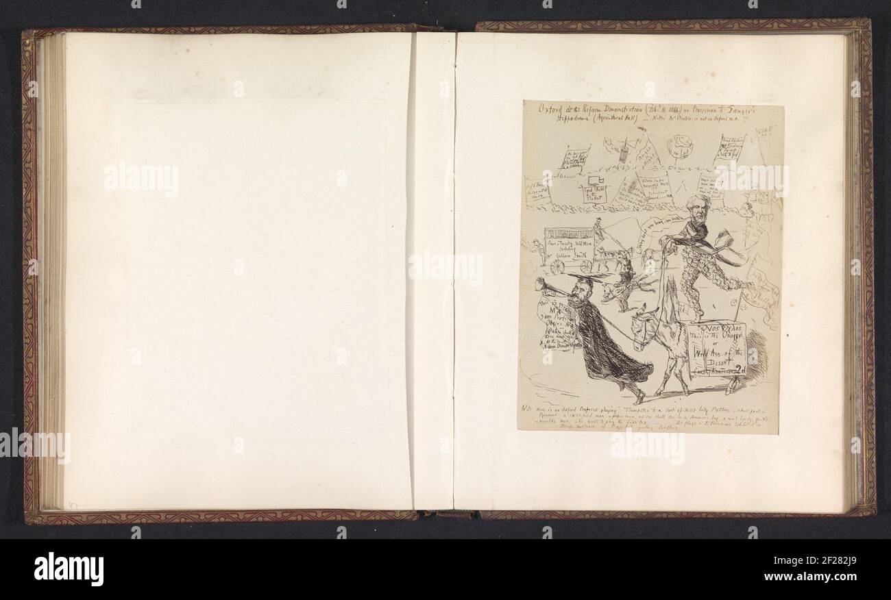 Photo production of a drawing, representing a demonstration as a circus ...