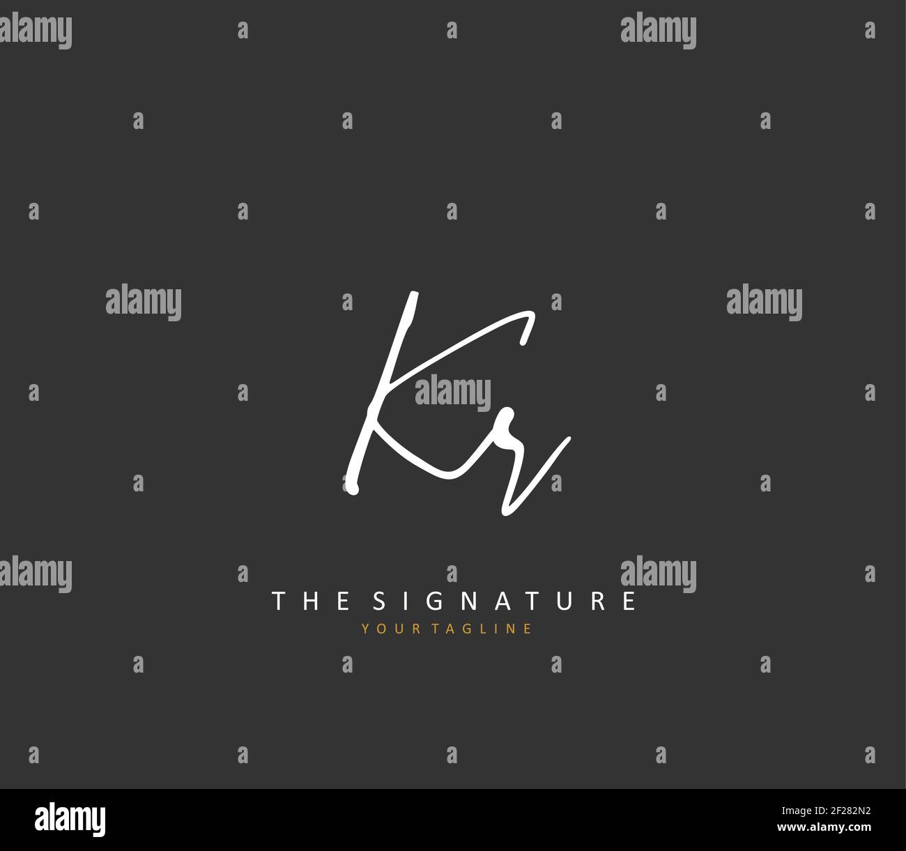 KR Initial letter handwriting and signature logo. A concept handwriting ...
