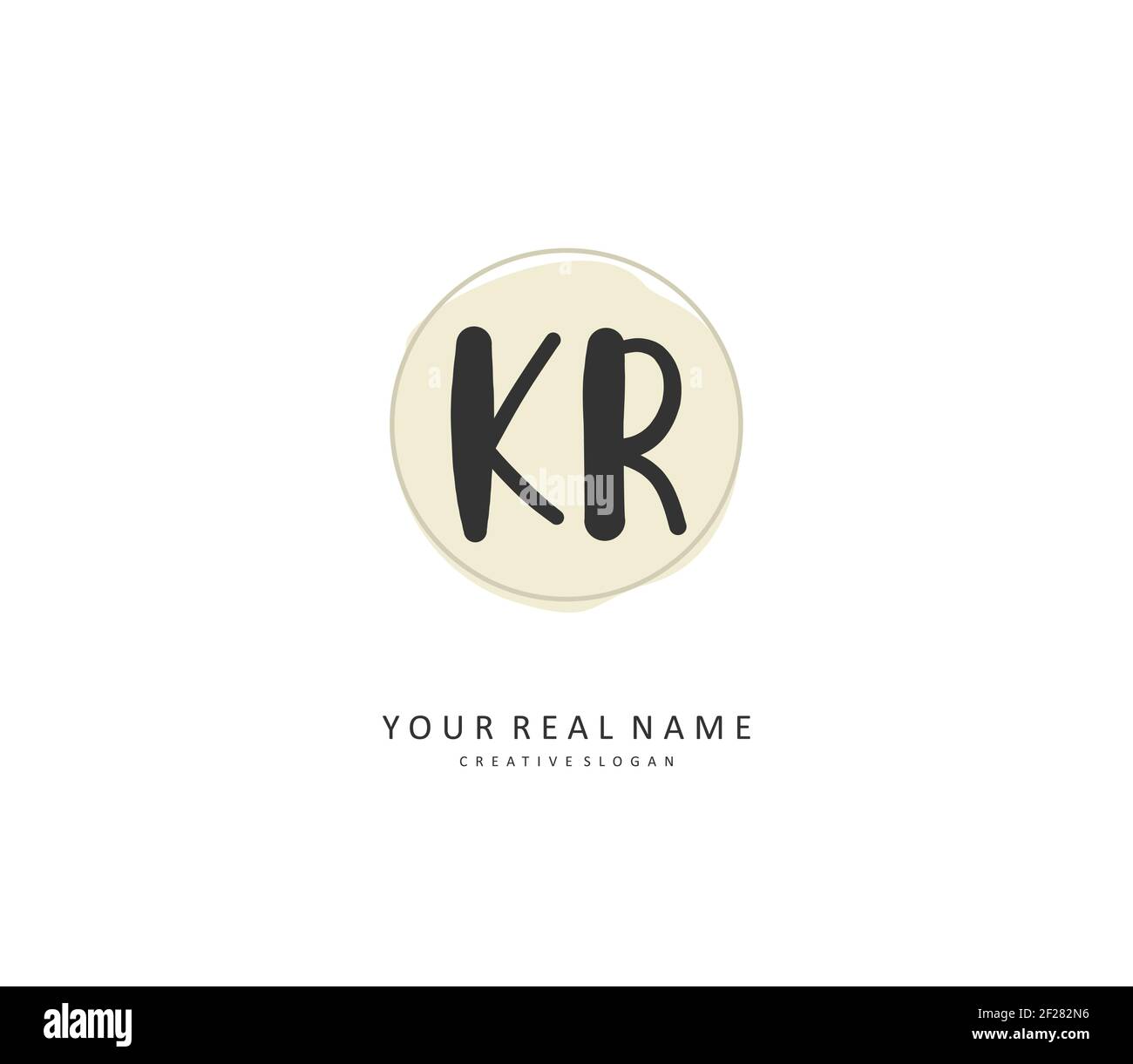 KR Initial letter handwriting and signature logo. A concept handwriting ...