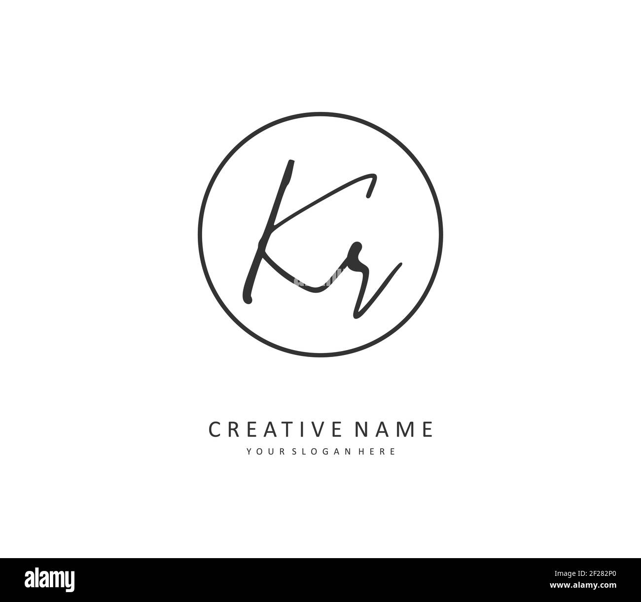 KR Initial letter handwriting and signature logo. A concept handwriting ...