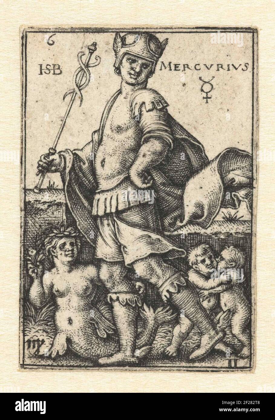 Mercury with constellations virgin and twins; Mercvrvs; Seven planets ...