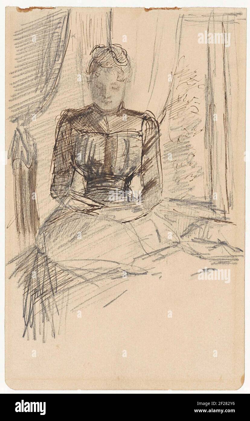 Sitting woman at a window Stock Photo - Alamy