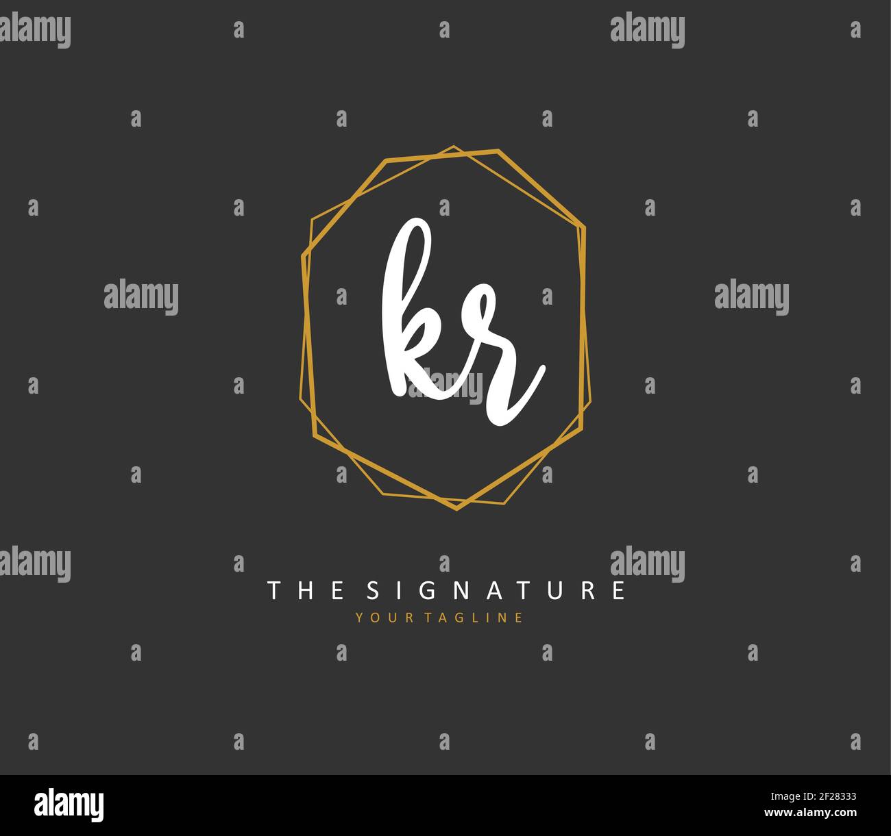 KR Initial letter handwriting and signature logo. A concept handwriting ...