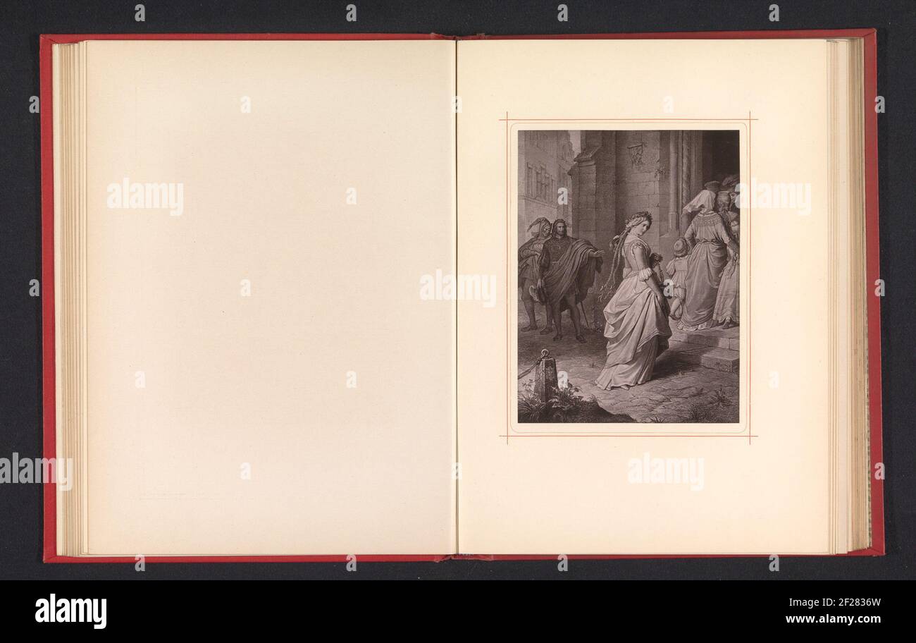 Photo production of a drawing, representing Gretchen en route to the ...