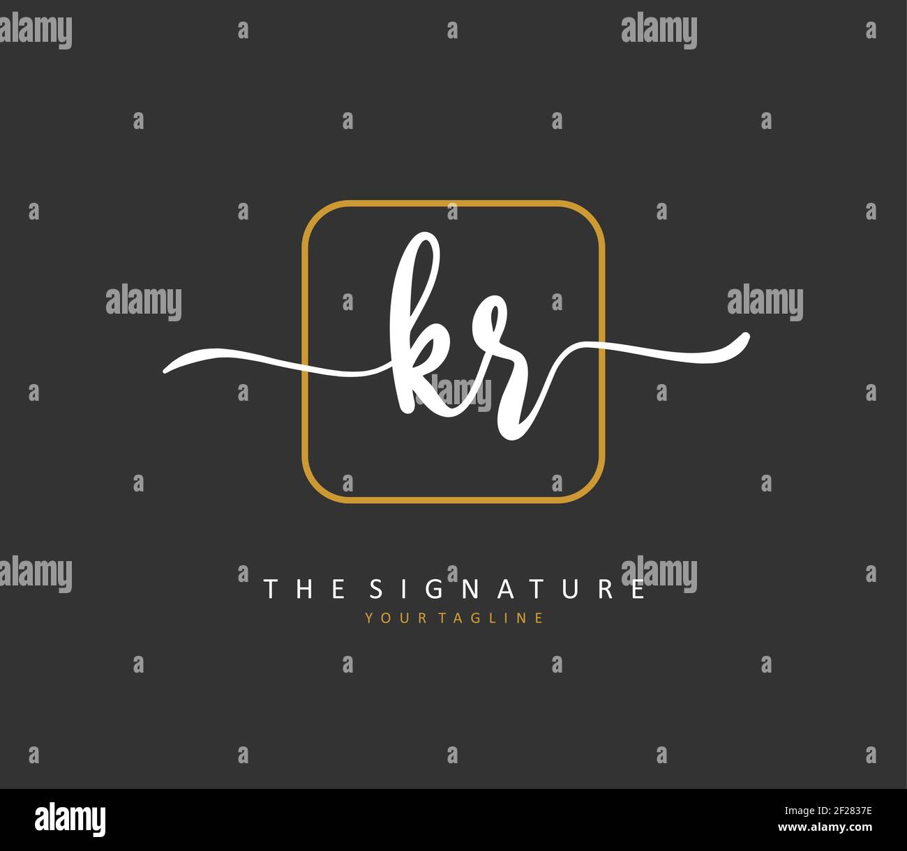 KR Initial letter handwriting and signature logo. A concept handwriting ...